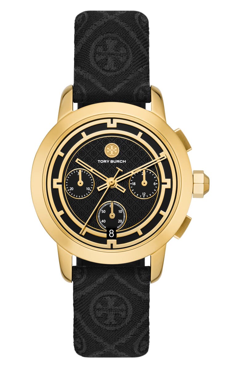 Tory Burch The T-Monogram Chronograph Textile Strap Watch, 37mm | Nordstrom