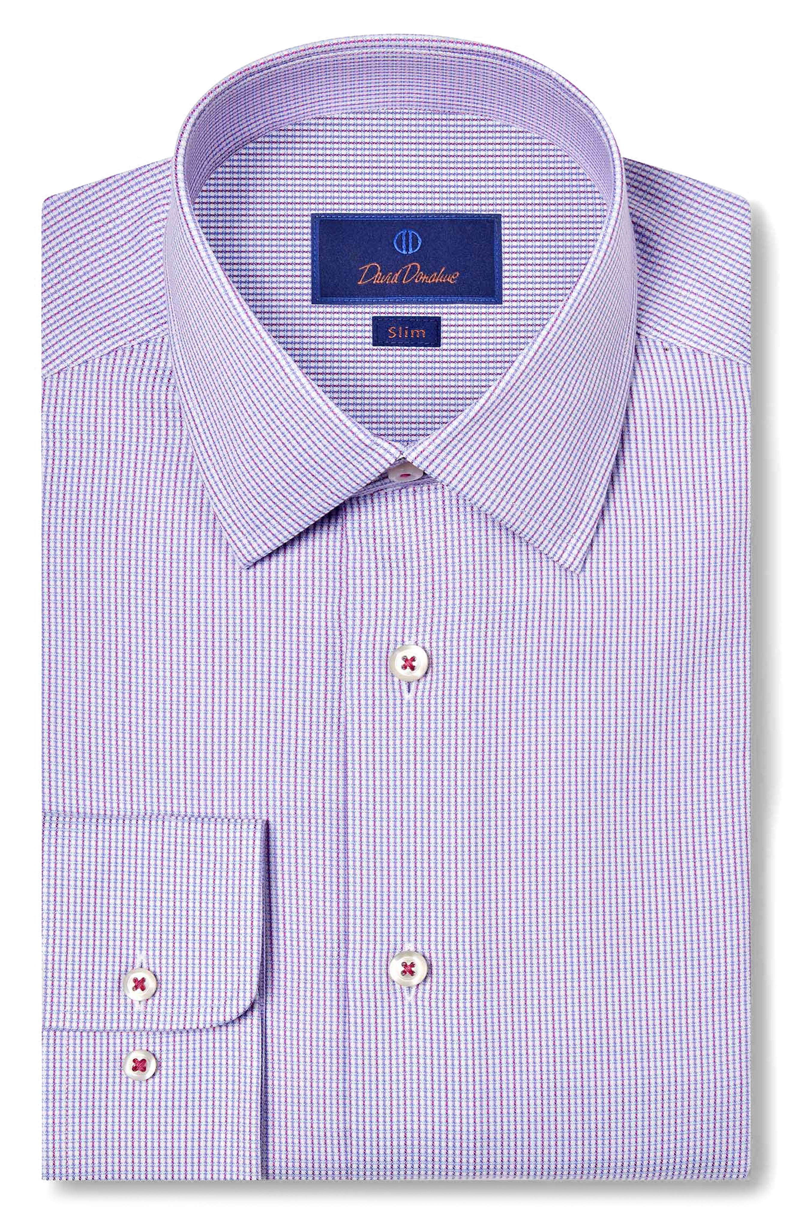 David Donahue Slim Fit Textured Micro Dobby Dress Shirt | Nordstrom