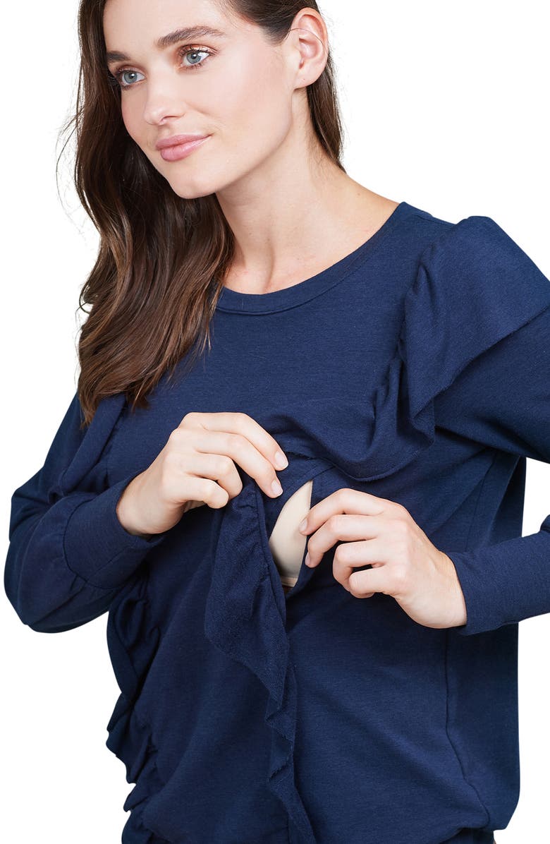 Allette Amelie Ruffle Nursing Sweater | Nordstrom