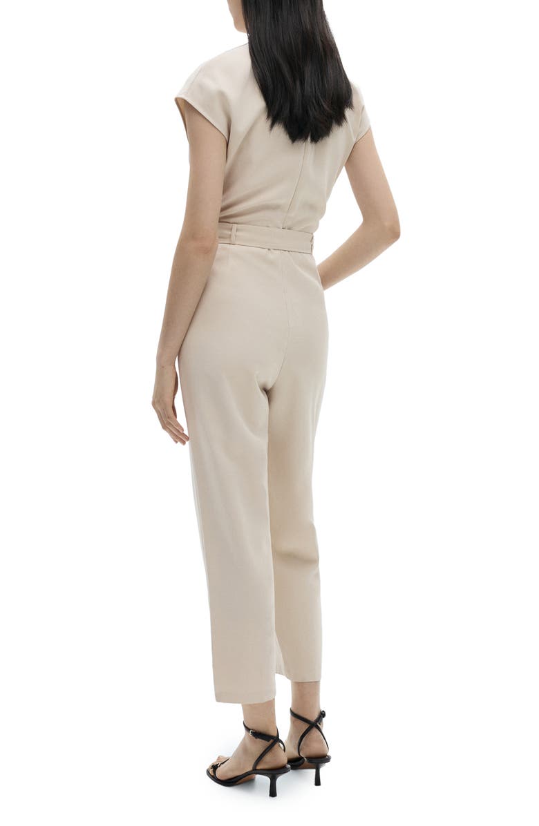 MANGO Tie Waist Faux Wrap Wide Leg Jumpsuit | Nordstrom