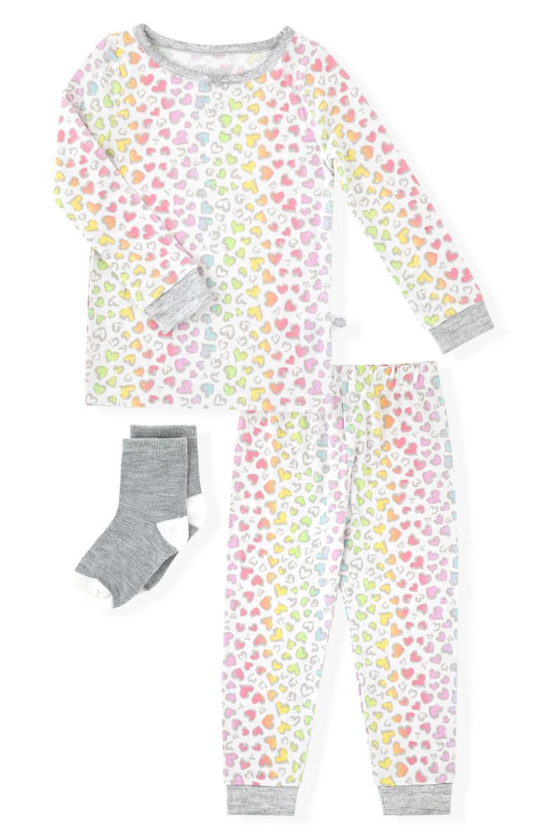SLEEP ON IT Rainbow Heart Pajamas & Socks Set | Nordstromrack