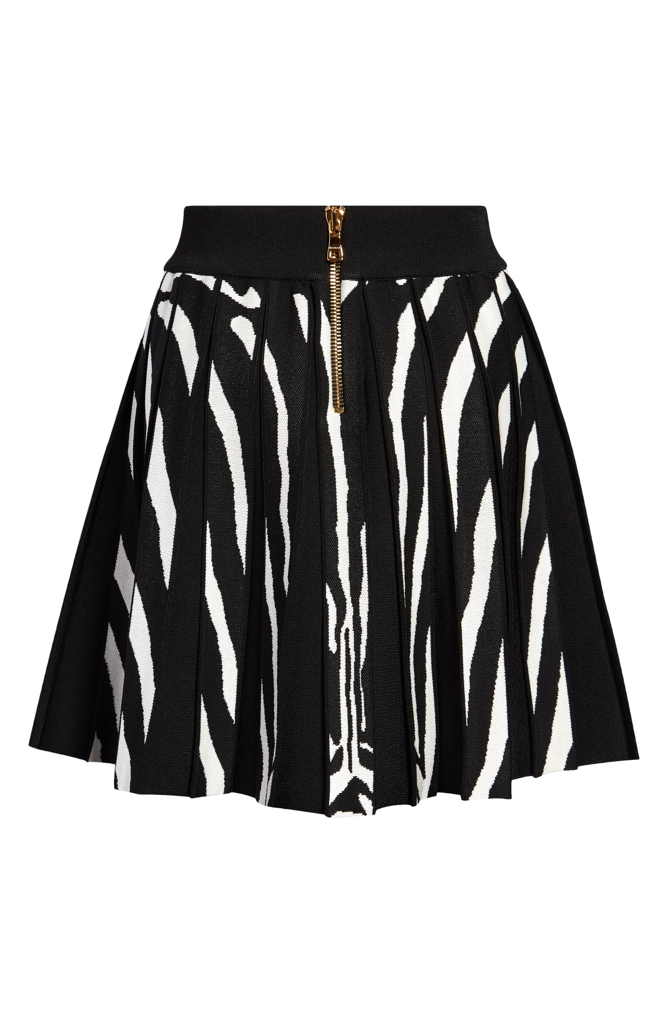 Balmain Zebra Jacquard Pleated Skirt | Nordstromrack