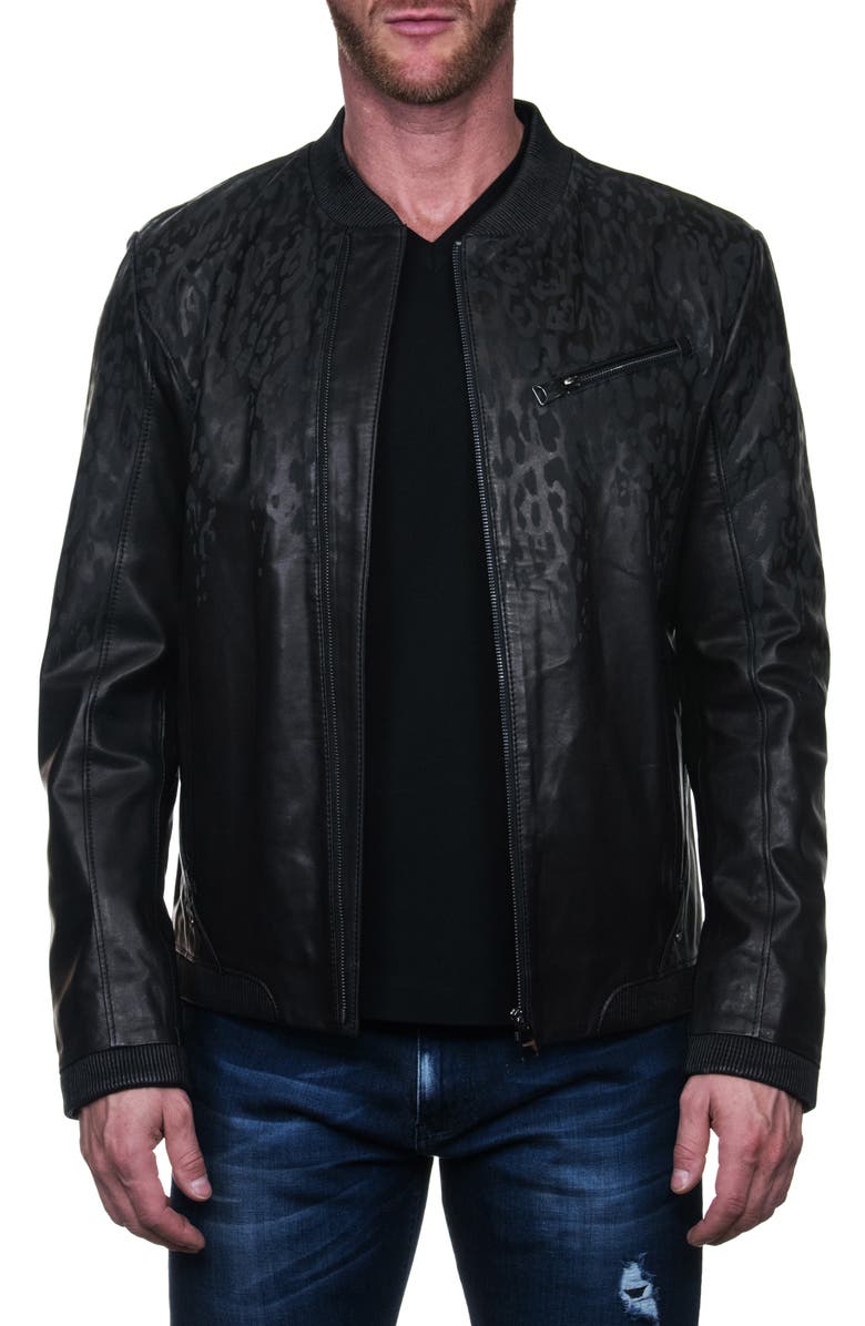 Maceoo Drips Leather Bomber Jacket | Nordstromrack