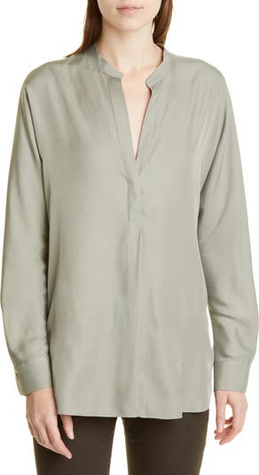 Vince Split Neck Silk Blend Tunic | Nordstromrack
