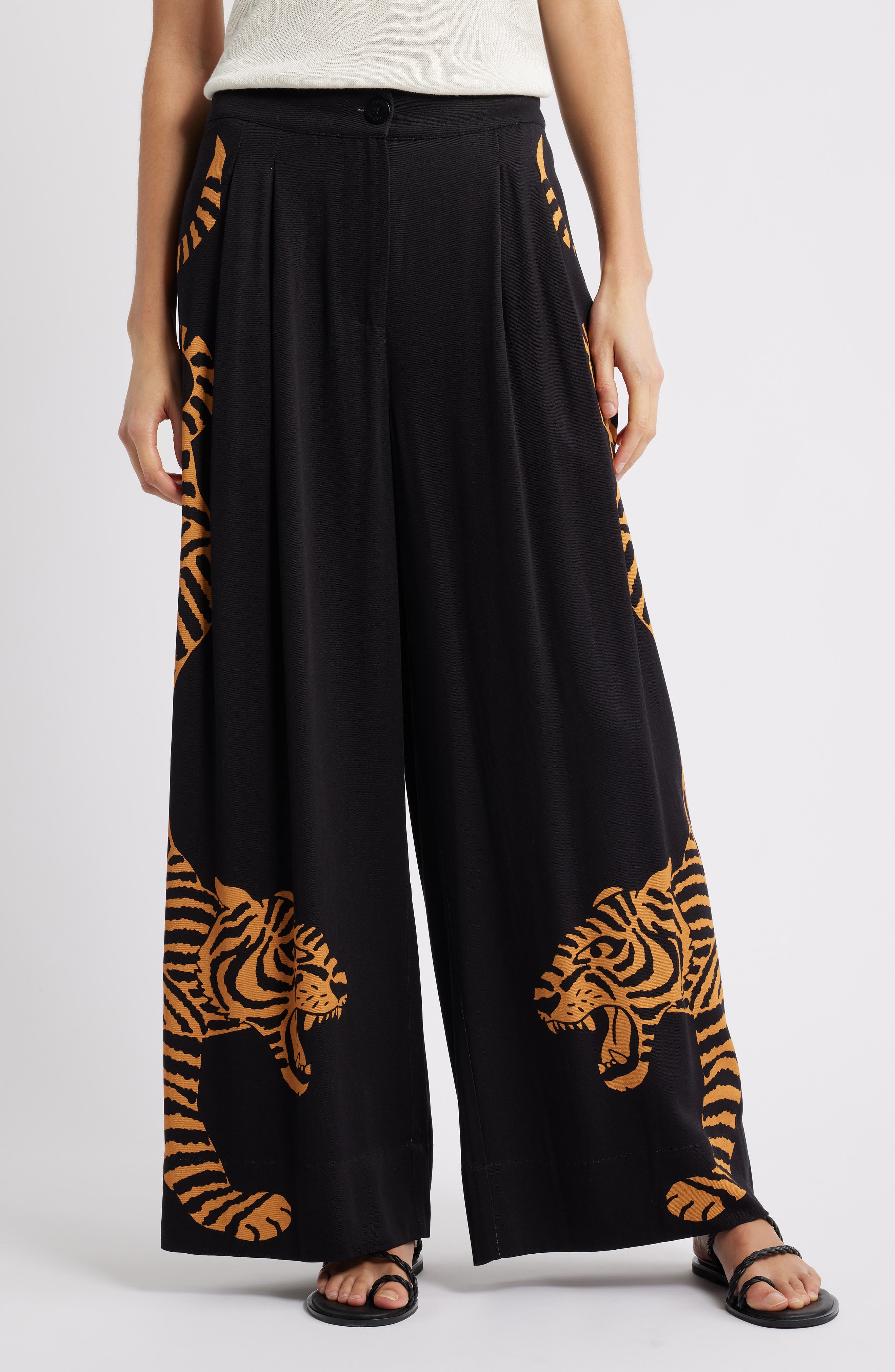 FARM Rio Black Tiger Wide Leg Pants | Nordstrom