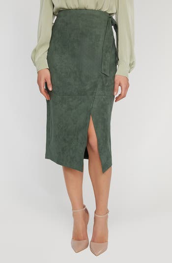 Elie Tahari The Danica Faux Wrap Faux Suede Skirt | Nordstrom Elie Tahari The Danica Faux Wrap Faux Suede Skirt | Nordstrom
