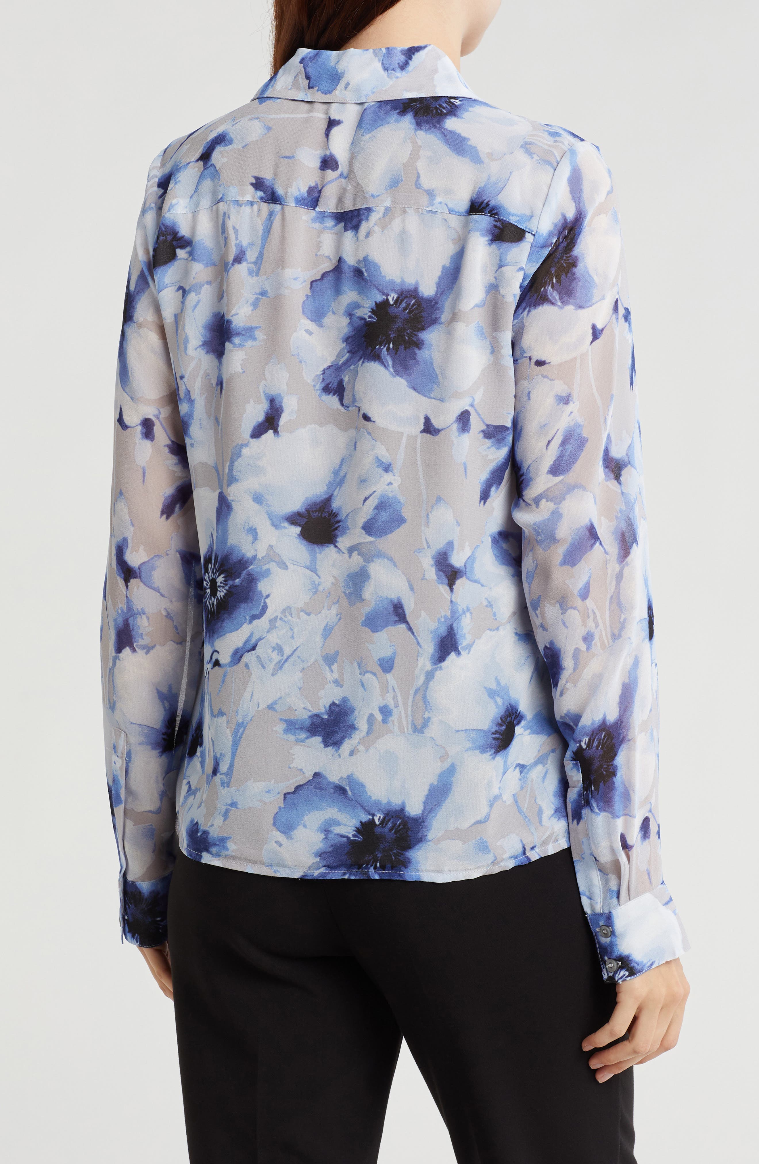 Calvin Klein Ruffle Chiffon Button-Up Shirt | Nordstromrack