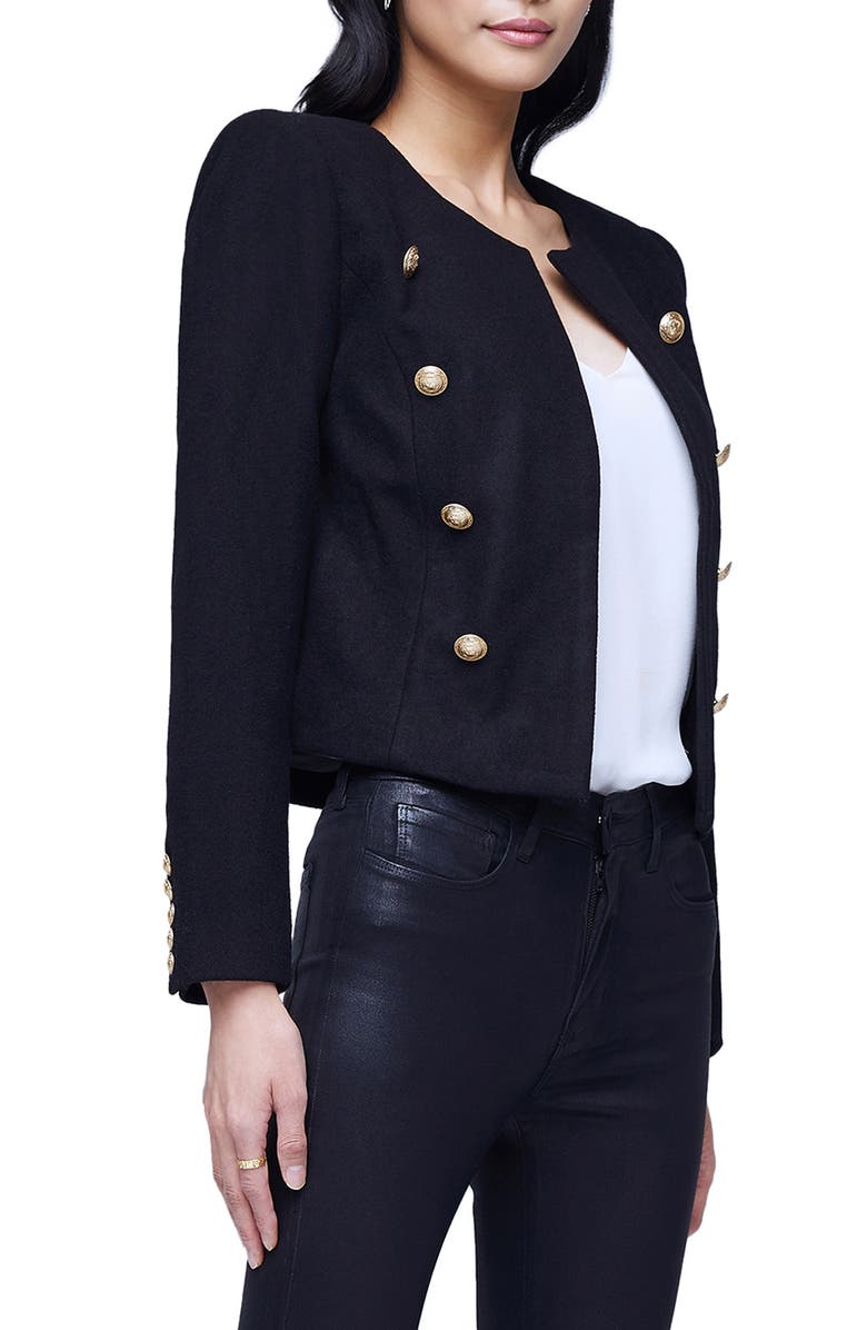 L'AGENCE True Collarless Wool Blend Jacket | Nordstromrack