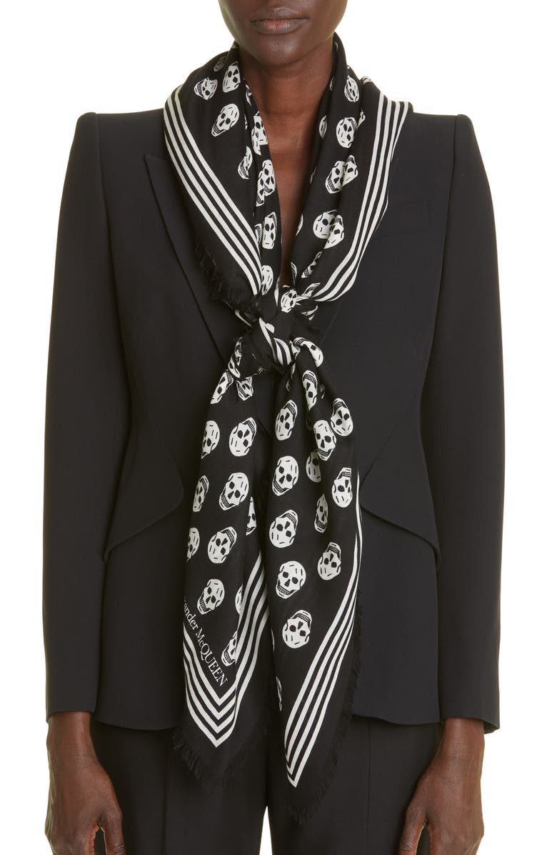 McQueen Biker Skull Wool Scarf | Nordstrom