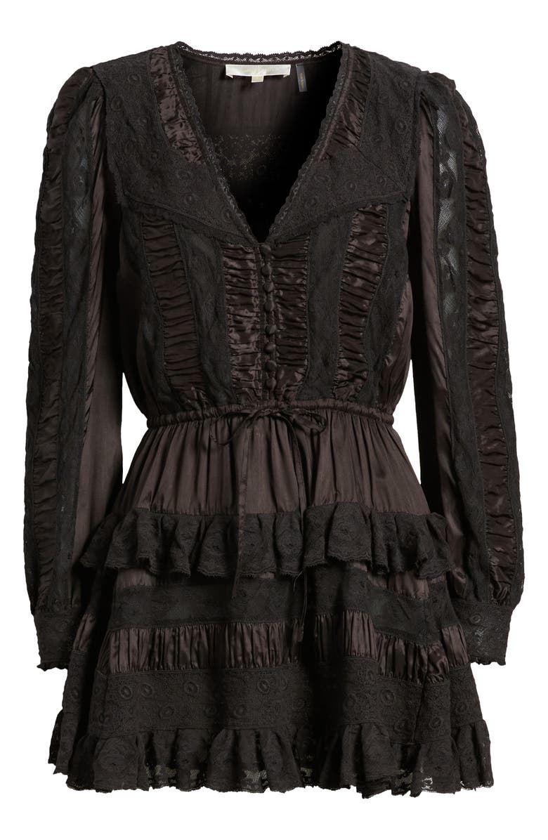 LoveShackFancy Kal Lace Trim Long Sleeve Minidress | Nordstrom