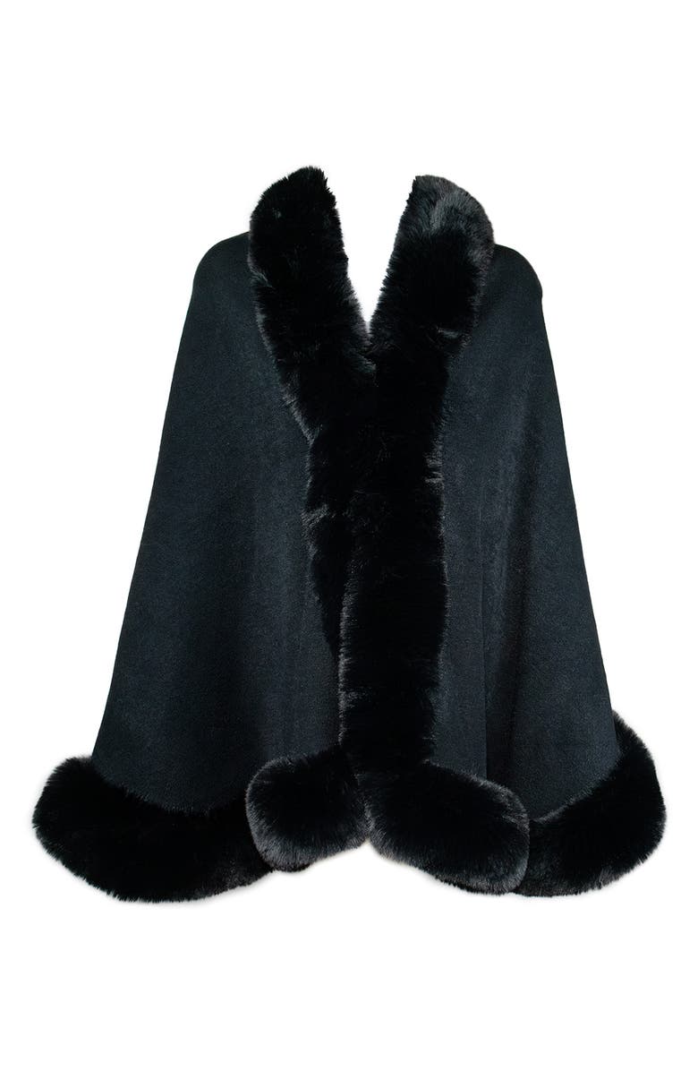 SURELL Faux Fur Trim Knit Ruana | Nordstromrack