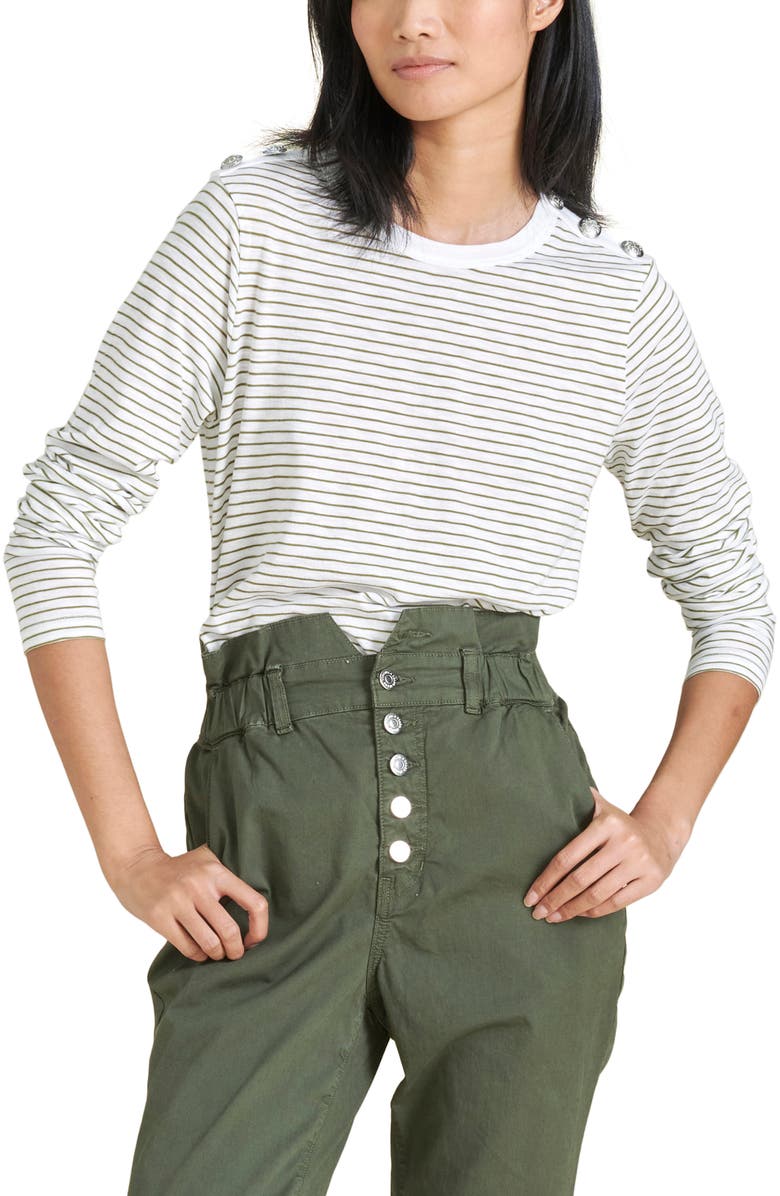 Veronica Beard Annemarie Stripe Long Sleeve Cotton Top | Nordstromrack
