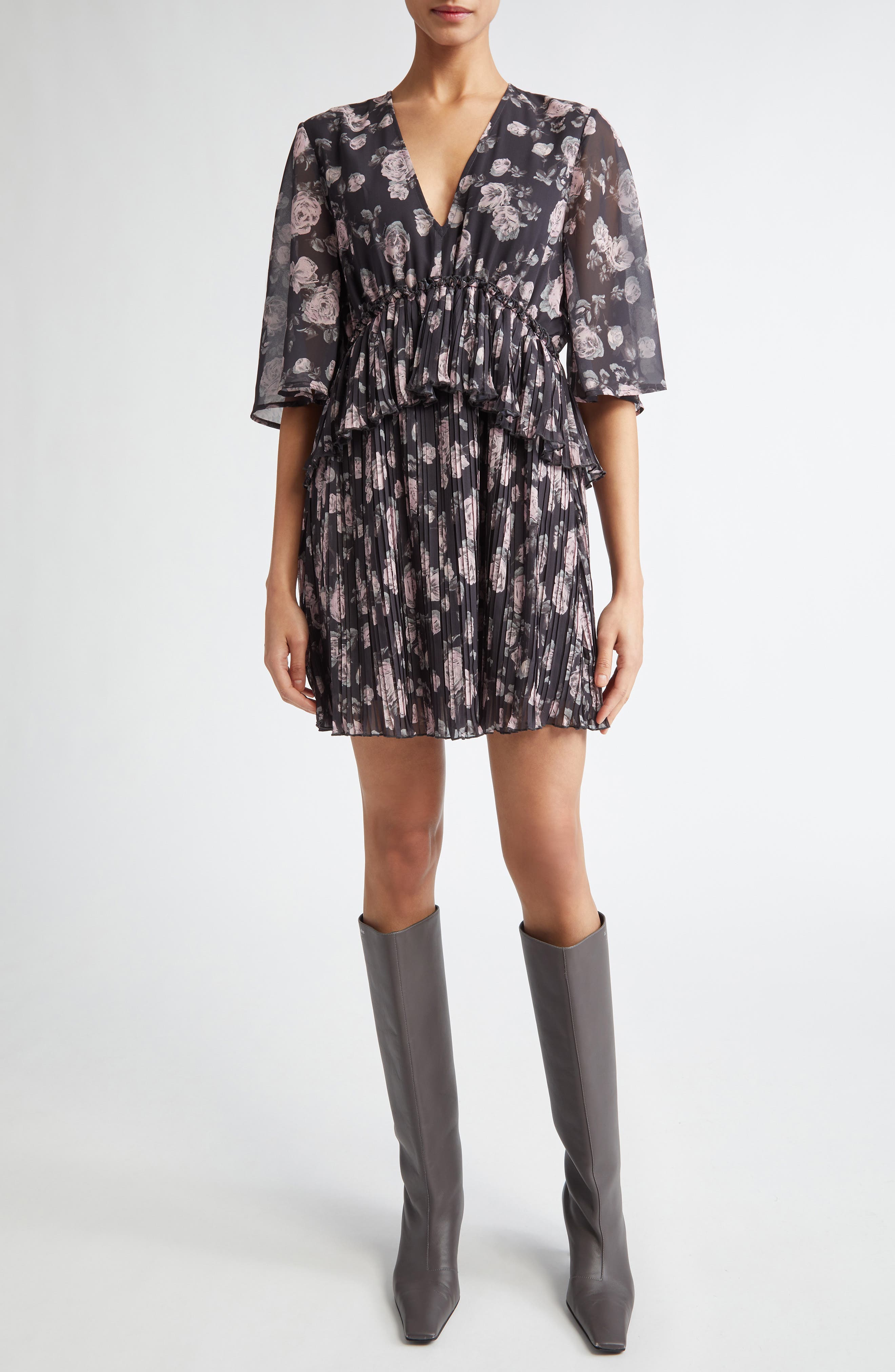 Ganni Floral Georgette Minidress | Nordstromrack