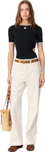 maje Openwork knit bodysuit | Nordstrom