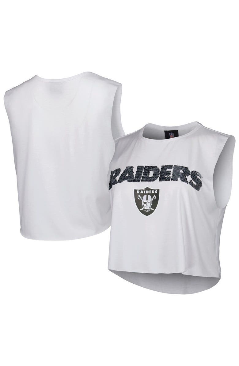 CUCE Women's Cuce White Las Vegas Raiders Sequin Cropped Tank Top ...