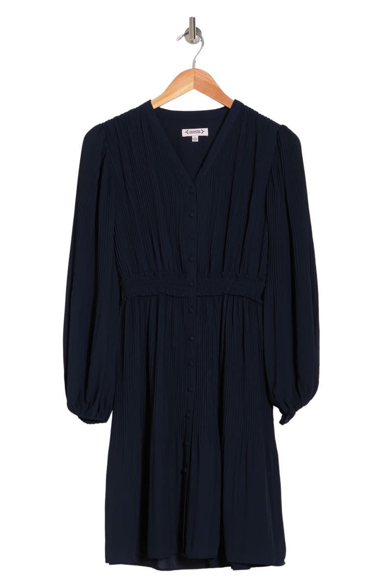 Nanette Lepore Smocked Pleated Long Sleeve Crêpe de Chine Dress ...