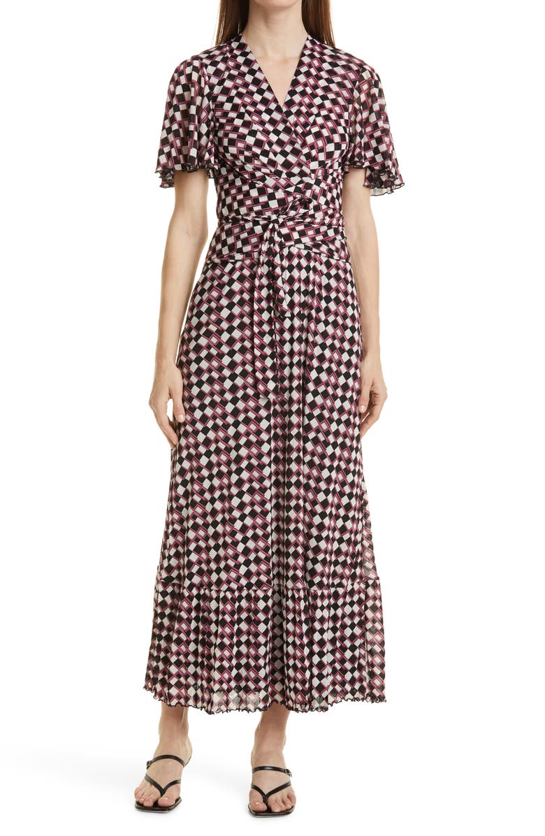 Diane von Furstenberg DVF Alison Flutter Sleeve Maxi Dress | Nordstromrack