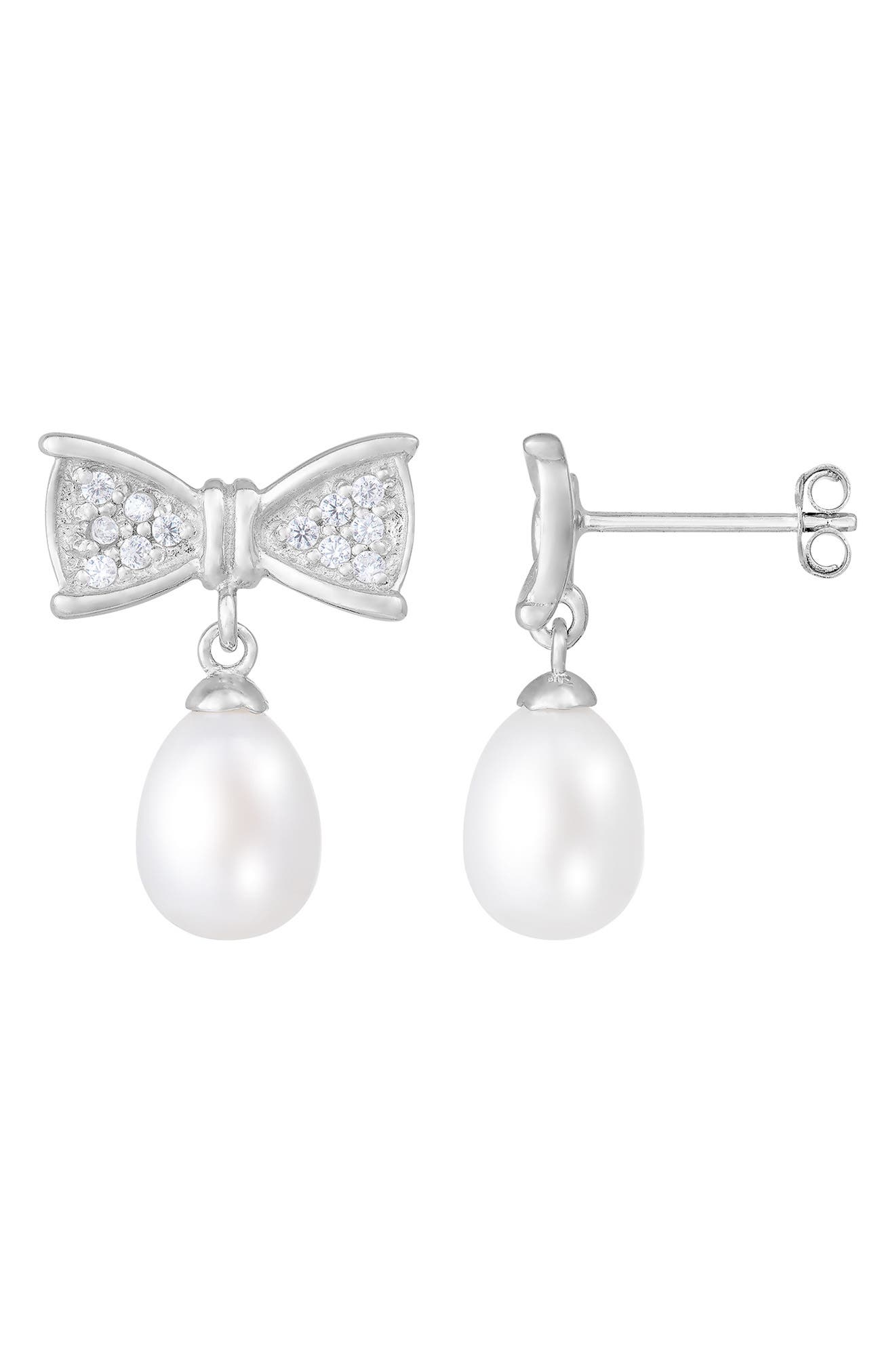 Bow Shape 7-8mm Pearl Earrings (Women) | Nordstromrack