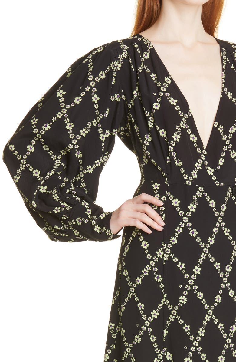 Ganni Floral Print Long Sleeve Crepe Dress | Nordstrom