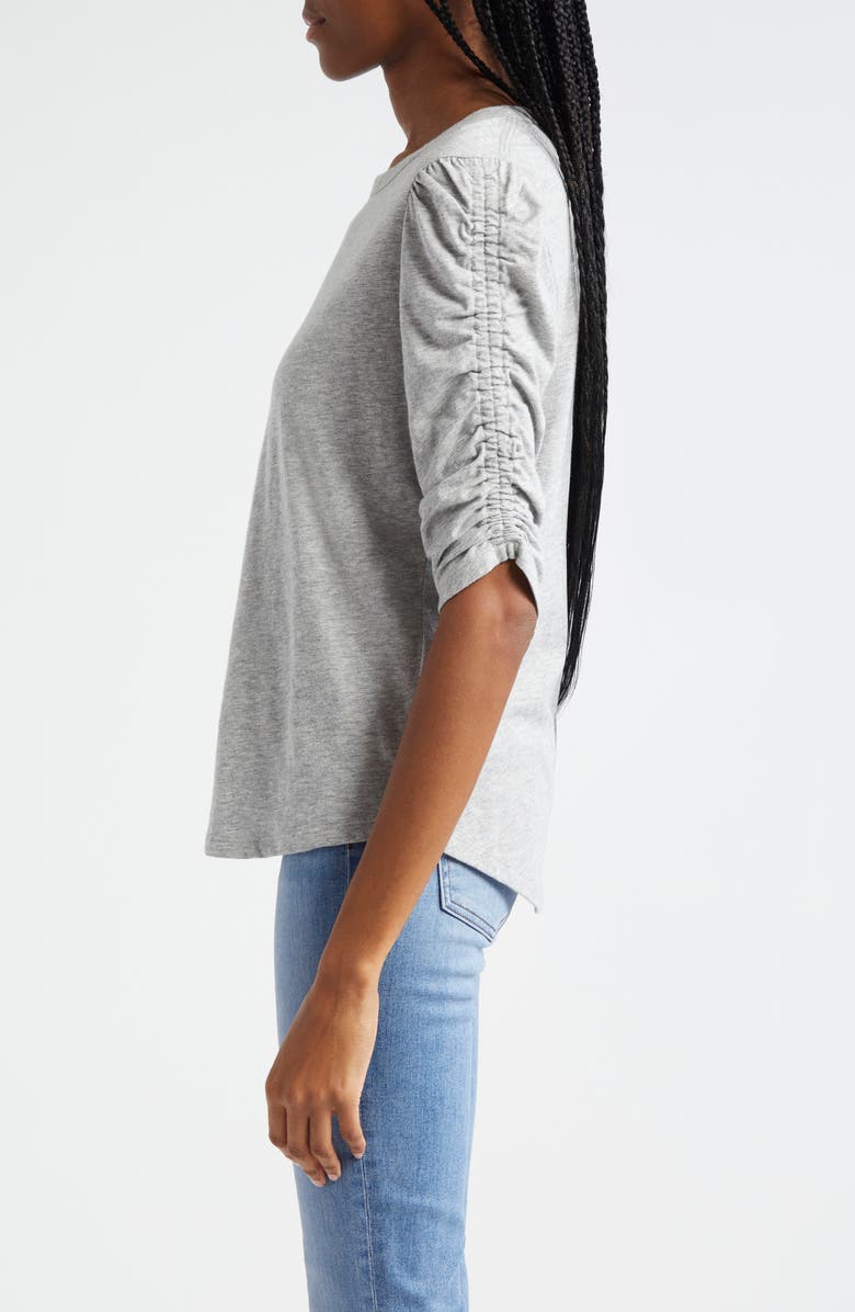 Veronica Beard Waldorf Ruched Sleeve Cotton T-Shirt | Nordstromrack