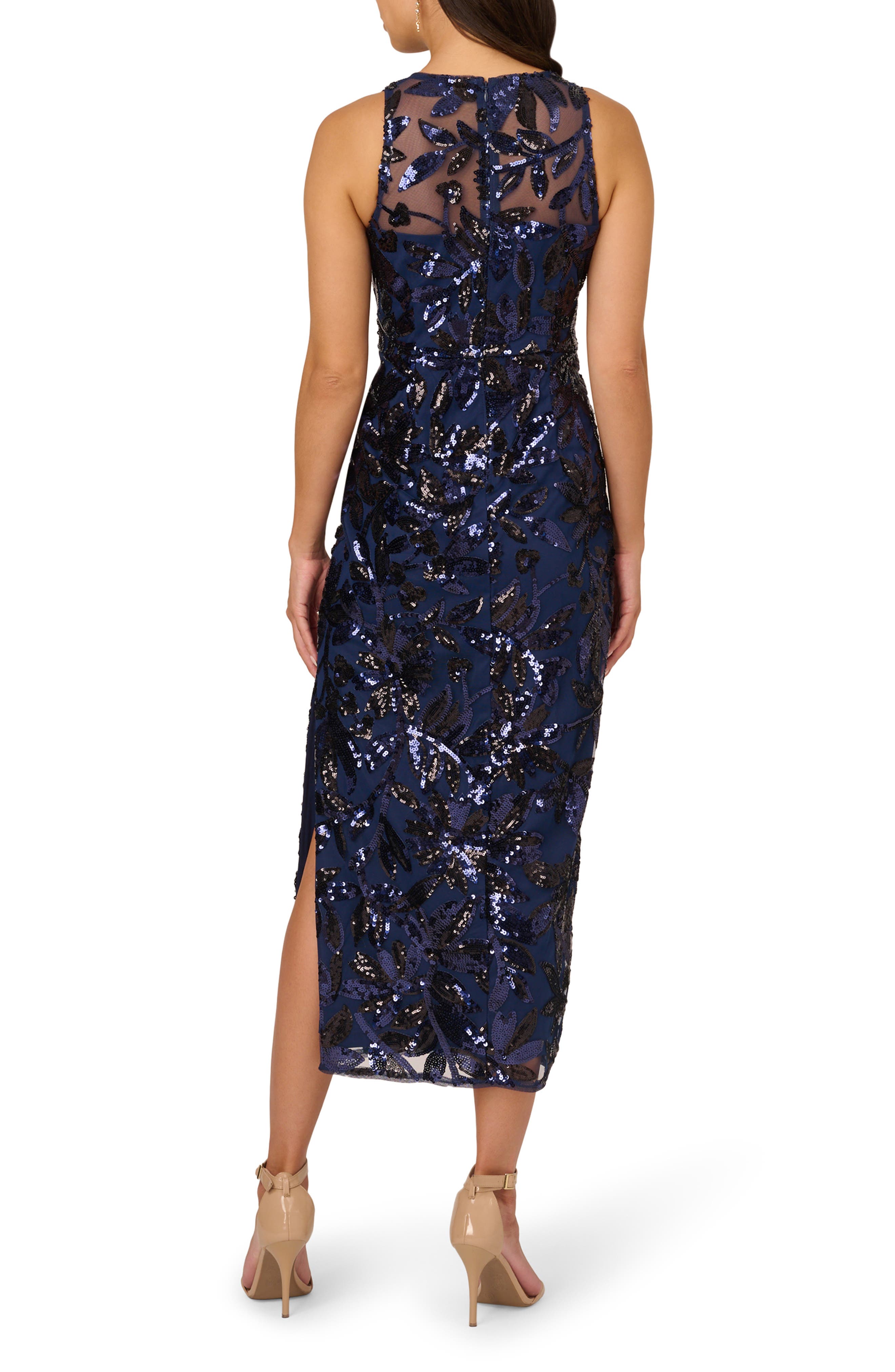 Adrianna Papell Sequin Leaf Sleeveless Sheath Gown (Women) | Nordstromrack