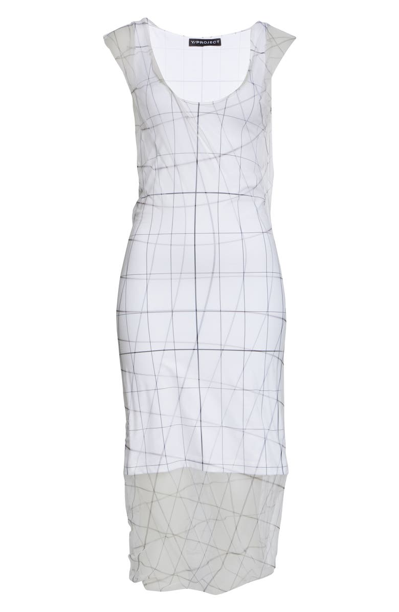 Y/Project Grid Print Tulle Overlay Tank Dress | Nordstrom