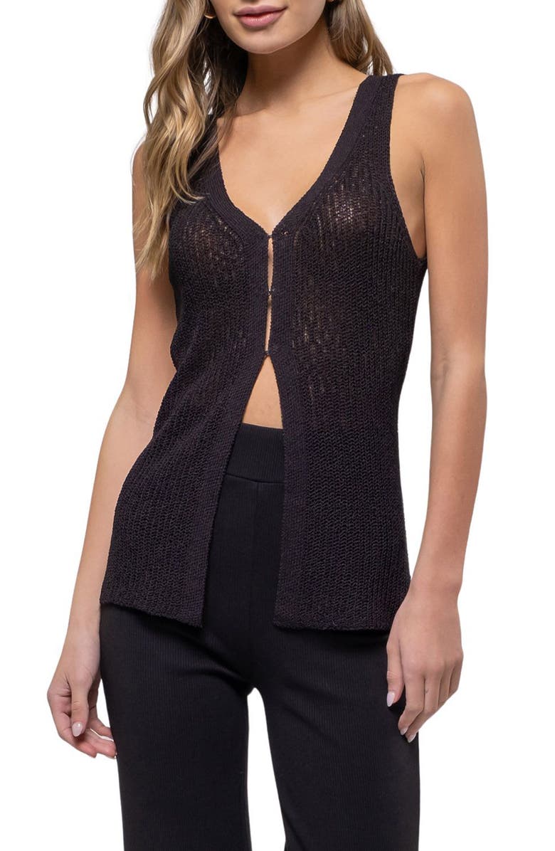 Blu Pepper V-Neck Longline Knit Tank Sweater | Nordstromrack