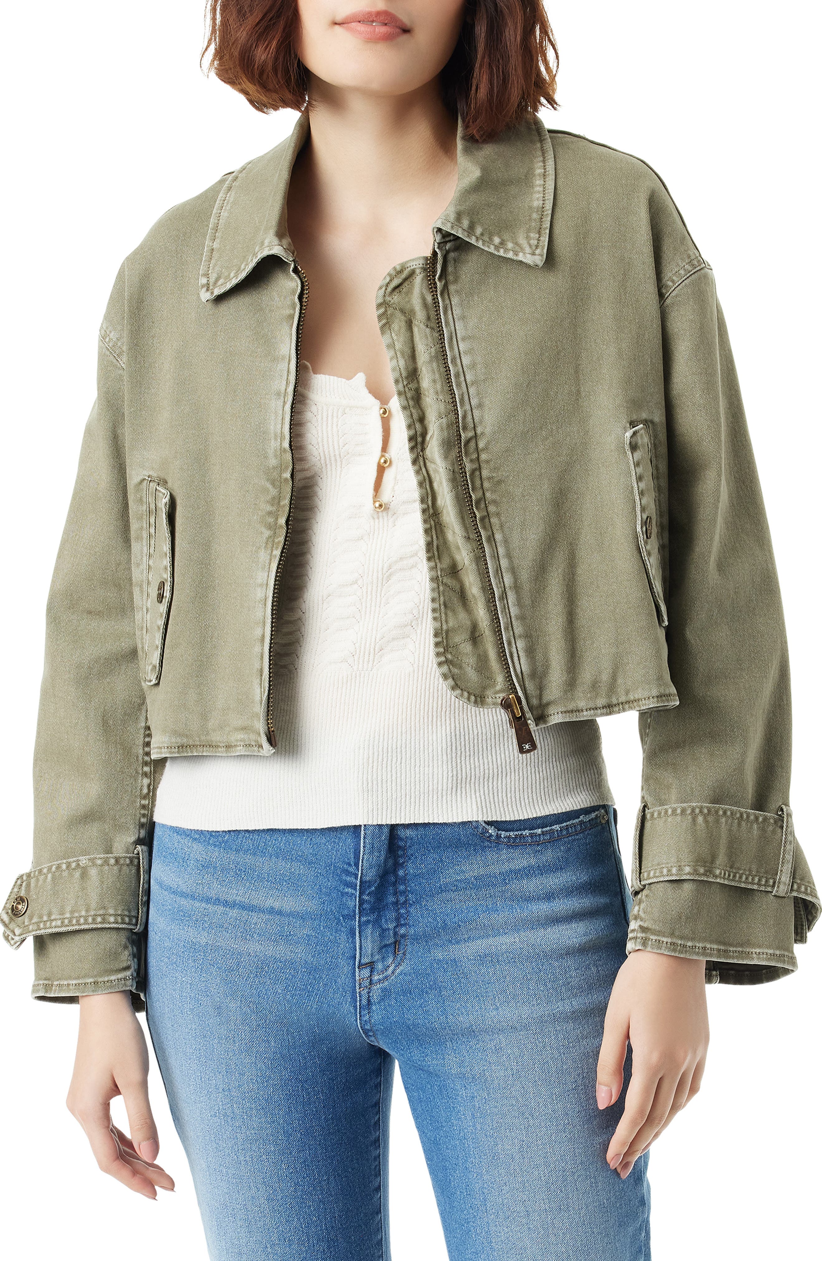 Sam Edelman Mesa Crop Stretch Cotton Moto Jacket | Nordstromrack