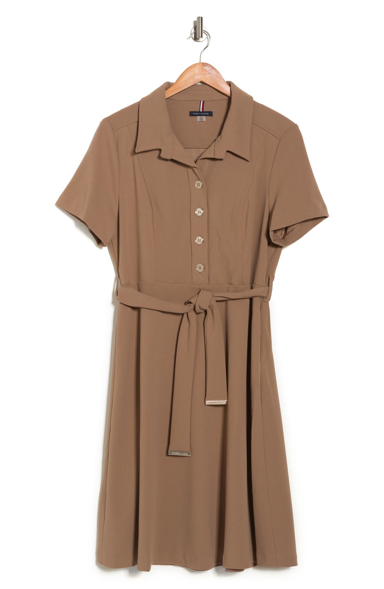 Tommy Hilfiger Collared Tie Waist Scuba Crepe Dress | Nordstromrack