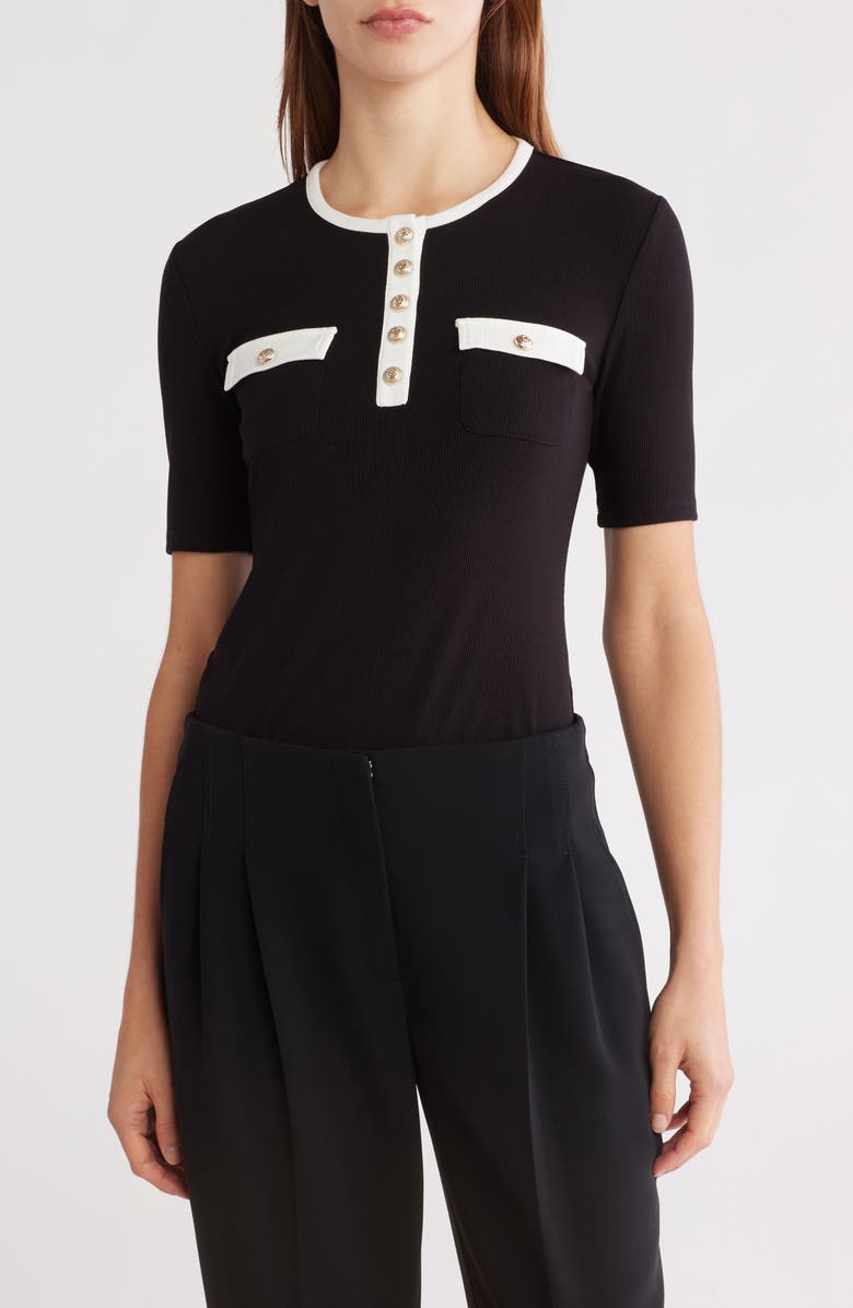 JASON WU Contrast Placket Pocket Knit Top | Nordstromrack