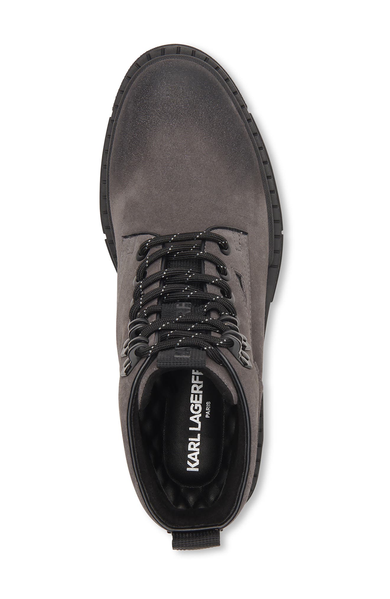 KARL LAGERFELD PARIS Logo Print Suede Leather Lace-Up Boot (Men ...