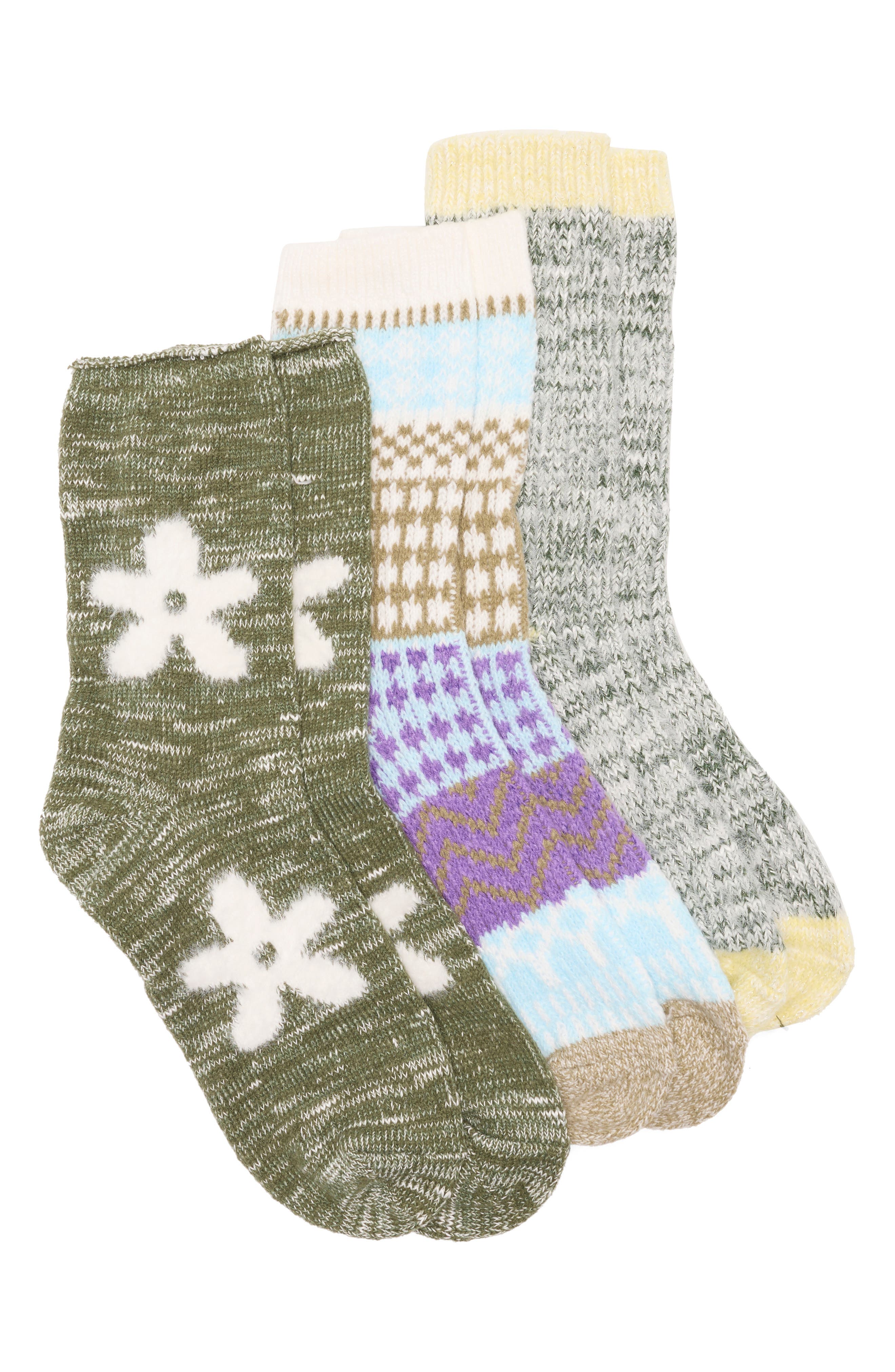 Abound 3-Pack Daisy Crew Socks | Nordstromrack