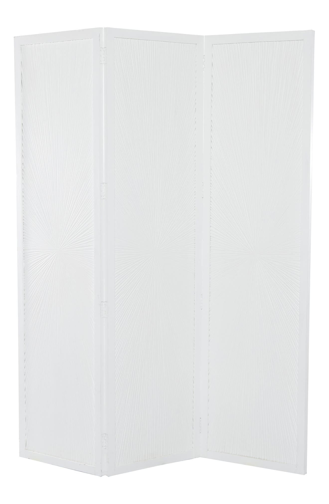 VIVIAN LUNE HOME White Mango Wood Contemporary Room Divider Screen with ...