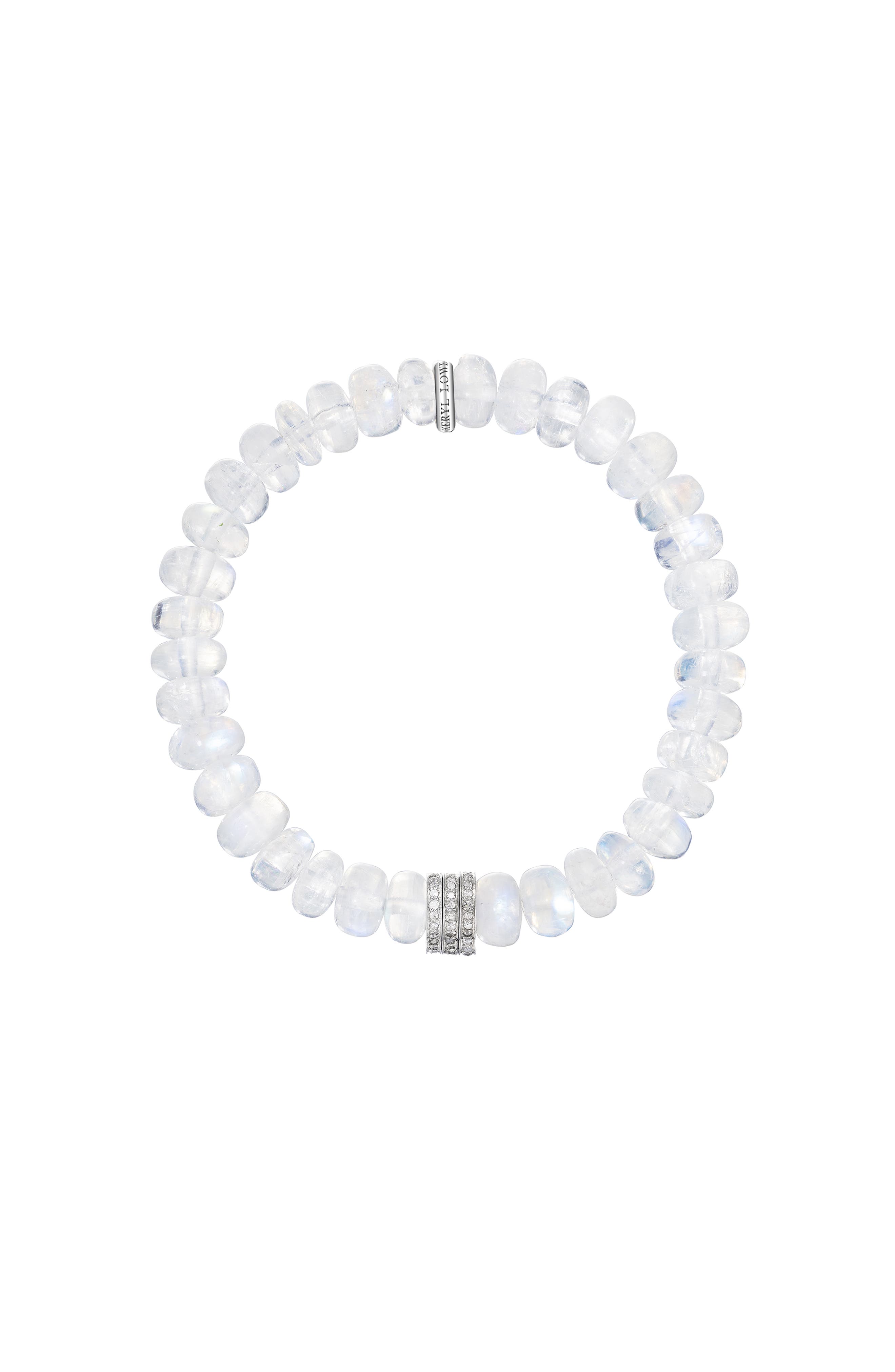 Sheryl Lowe Rainbow Moonstone 8mm Bead Bracelet with 3 Clustered ...