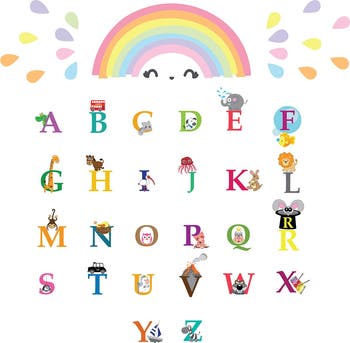 WALPLUS Colorful Rainbows & Animals Alphabet Wall Decor | Nordstromrack