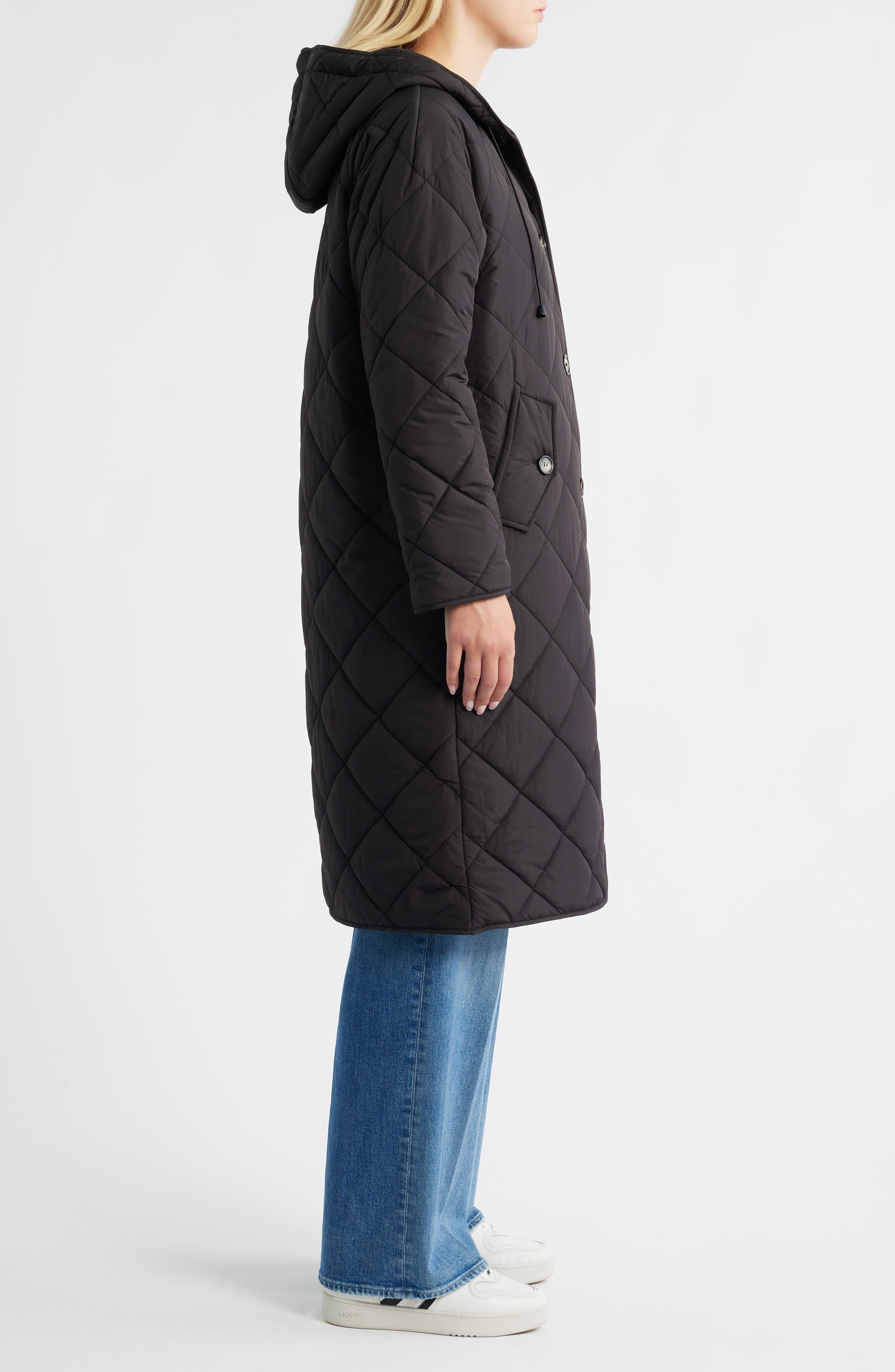 Bernardo Hooded Quilted Longline Jacket | Nordstrom