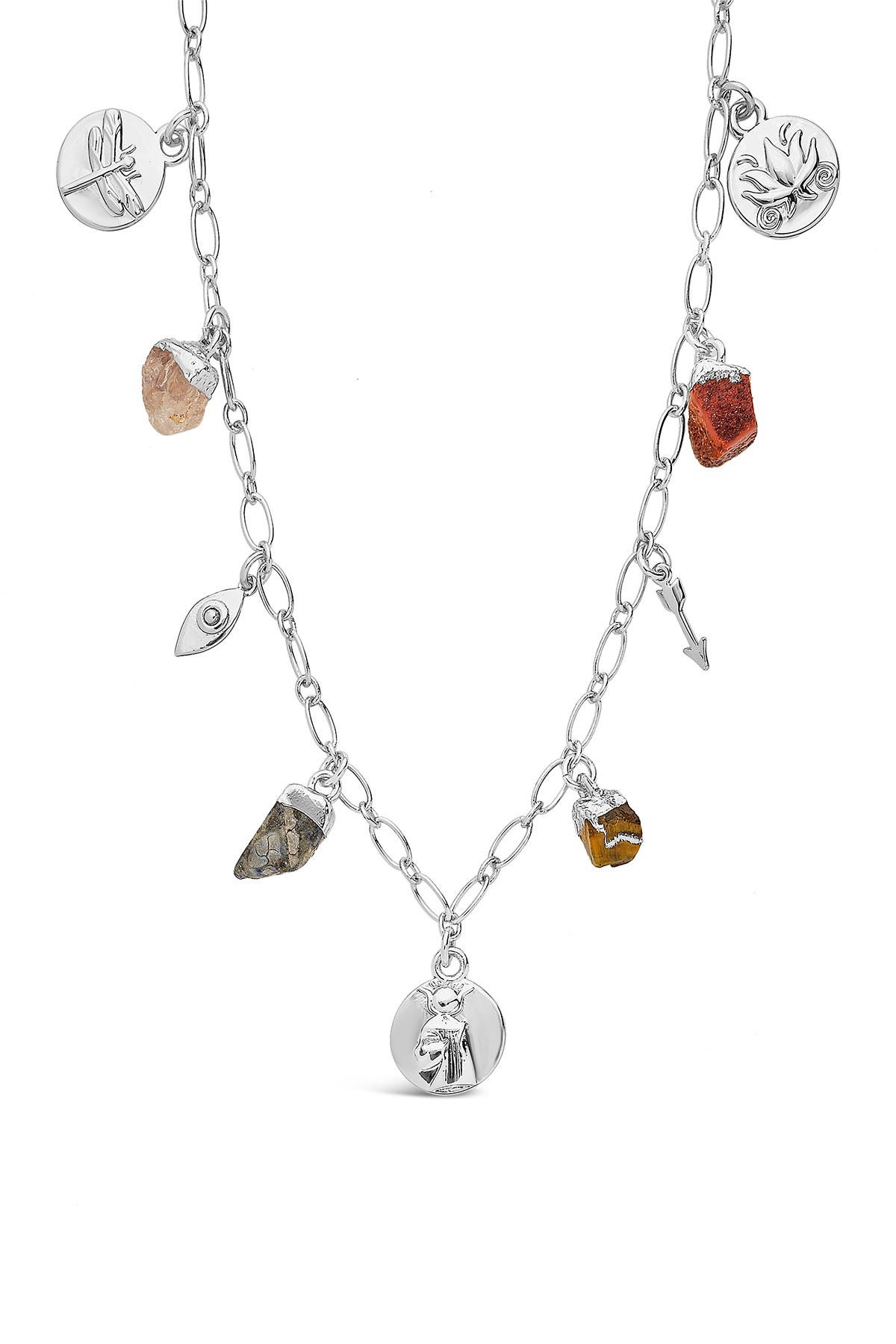 Sterling Forever Rhodium Plated Multi Charm Chain Necklace | Nordstromrack