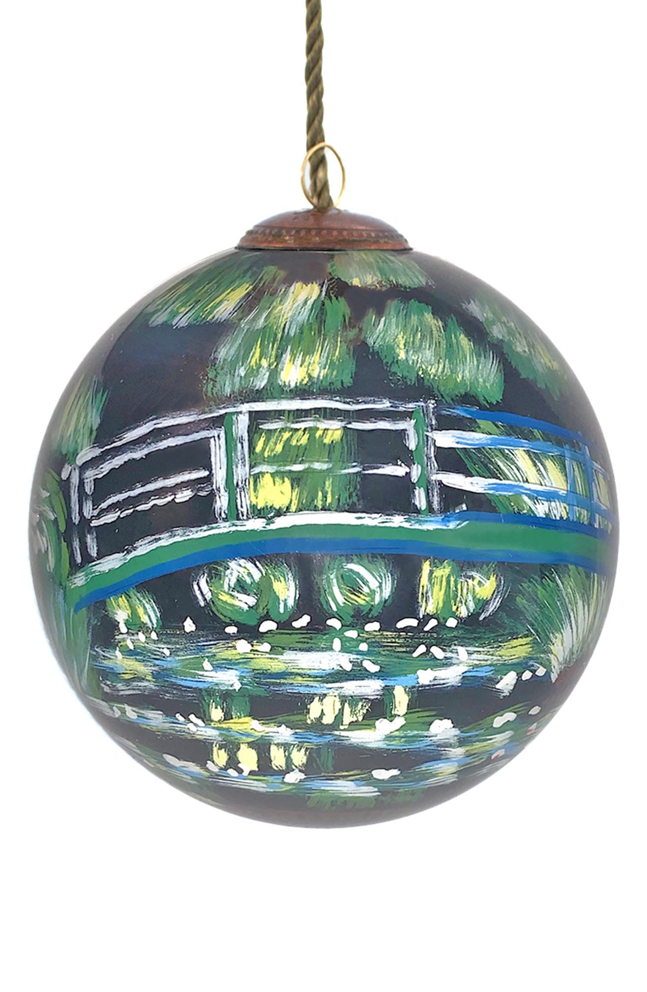 Japanese Bridge Hand Painted Grecian Wine Frame Glass Ornament ...
