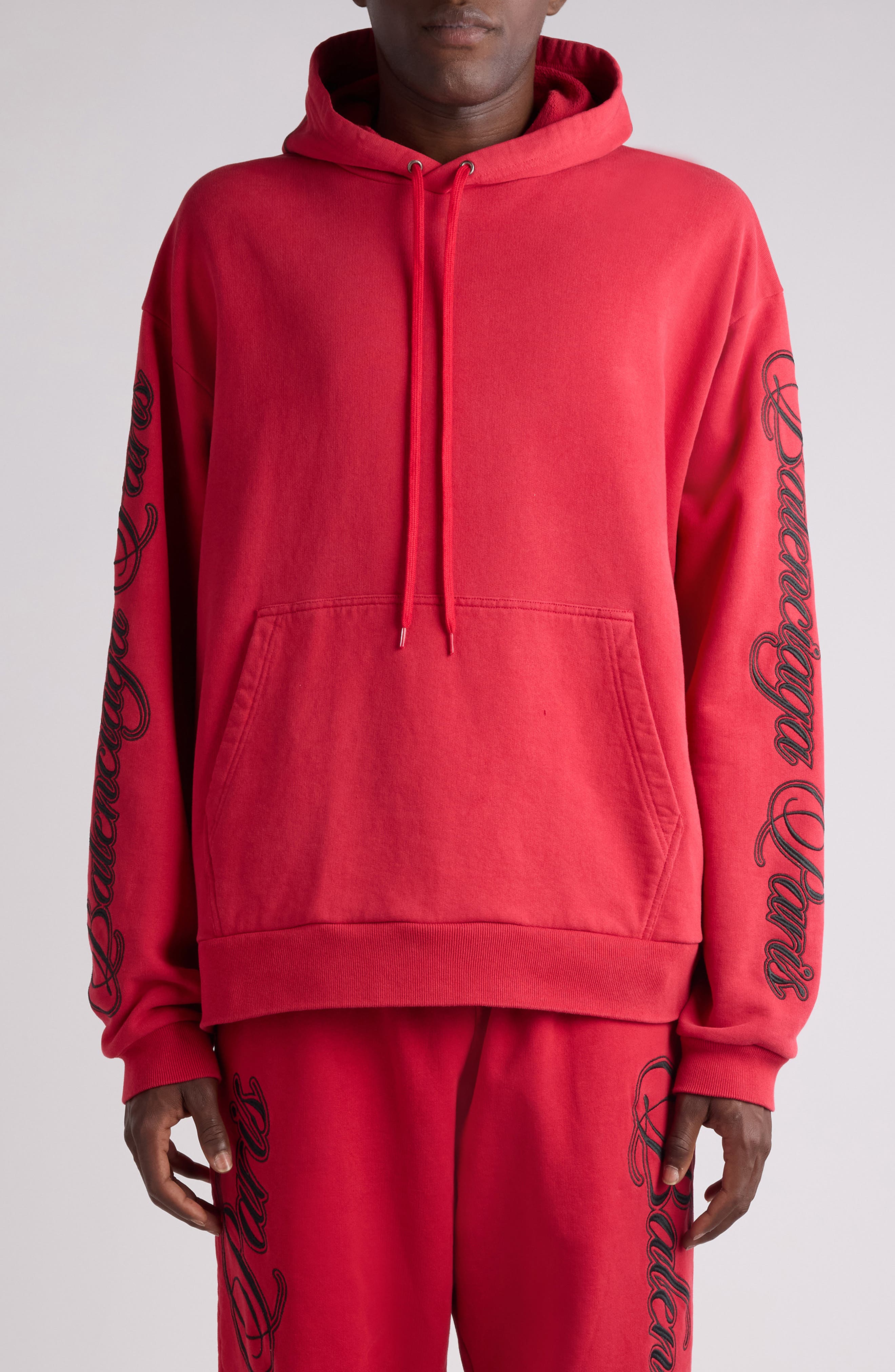 Balenciaga Big B Cursive Logo Embroidered Oversize Dry Fleece Hoodie ...