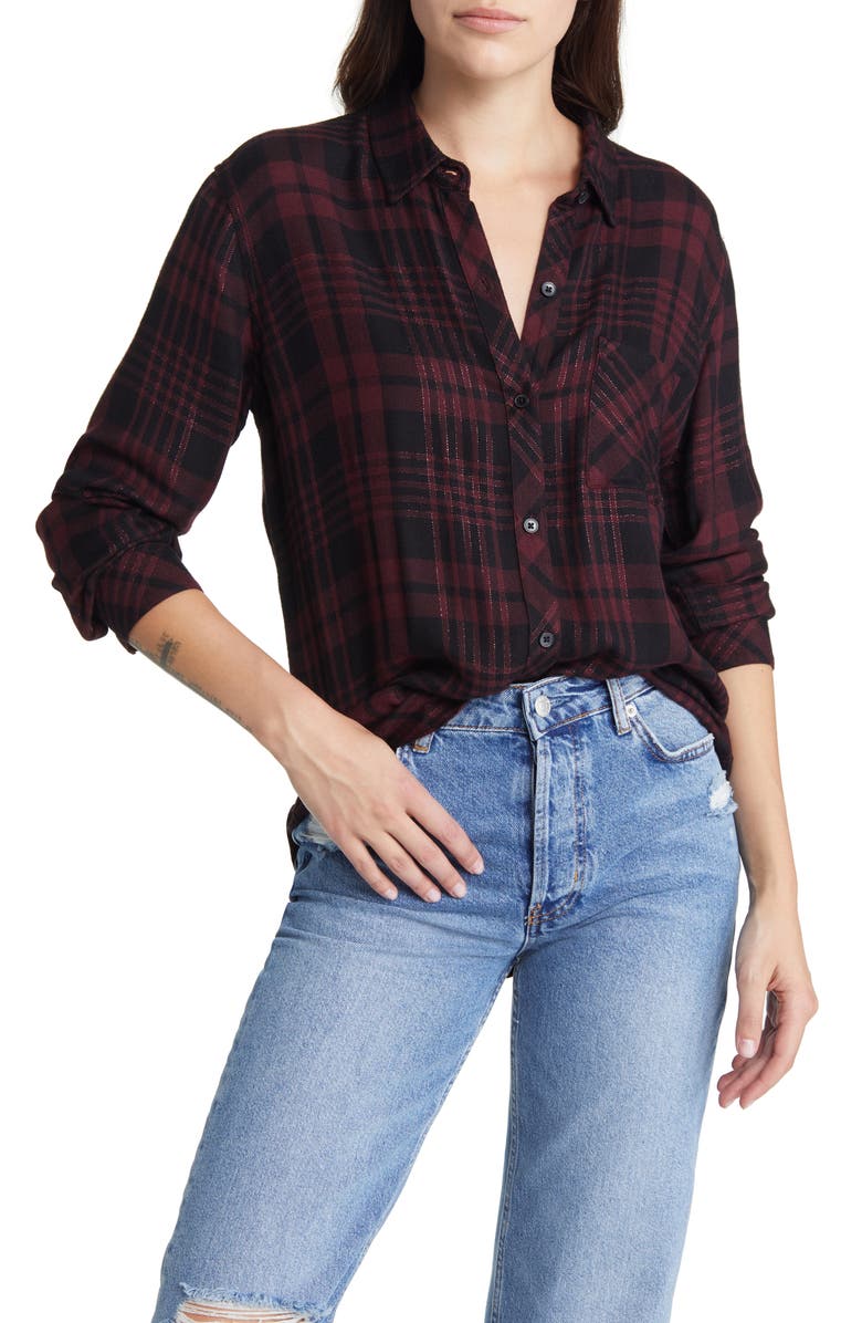 Rails Women's Hunter Metallic Plaid Button-Up Shirt | Nordstromrack
