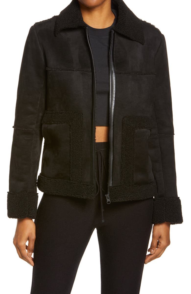 Blanc Noir Plush Fleece Moto Jacket | Nordstromrack