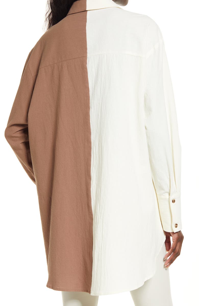 Topshop Oversize Half & Half Button-Up Shirt | Nordstromrack