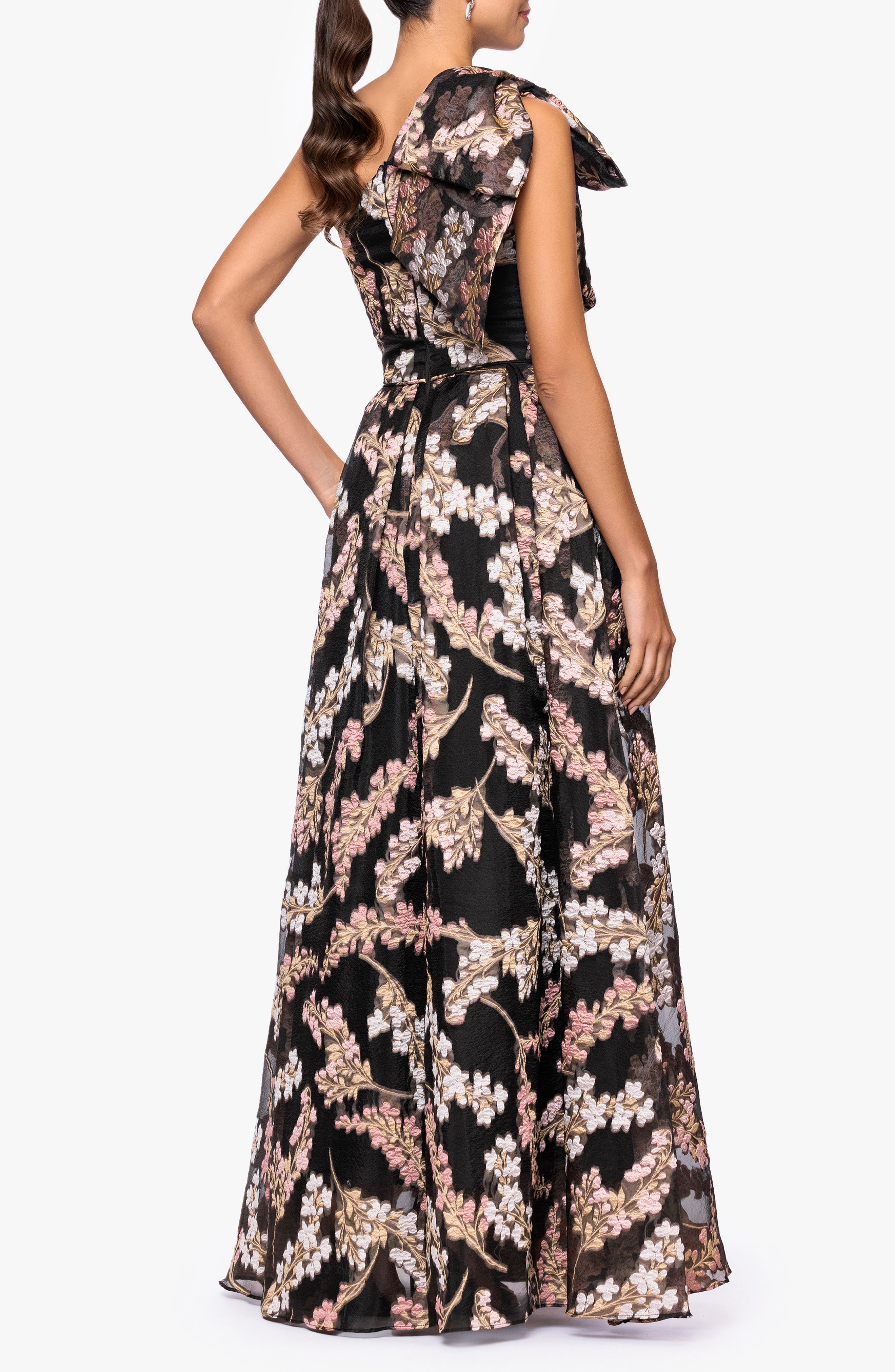 Betsy & Adam Floral Organza Brocade Ballgown | Nordstromrack