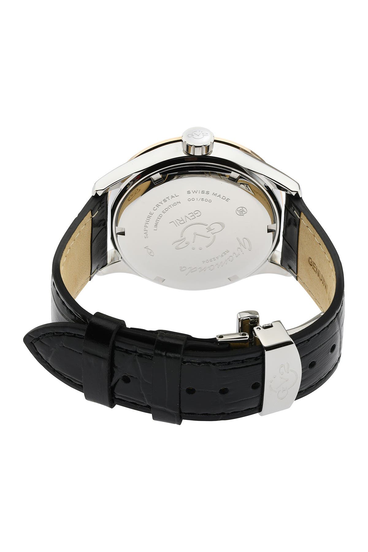 GV2 Men's Giromondo Green Dial Black Calfskin Leather Watch, 42mm ...