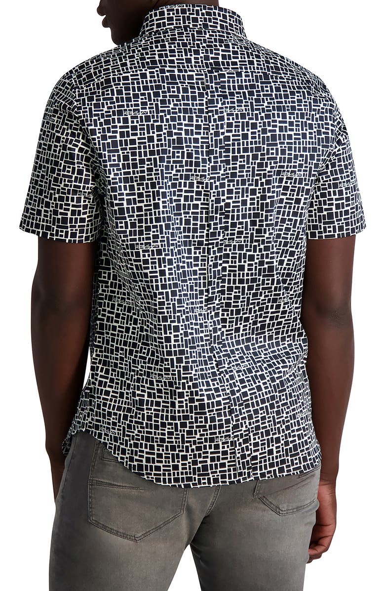 KARL LAGERFELD PARIS Regular Fit Geometric Box Print Short Sleeve ...
