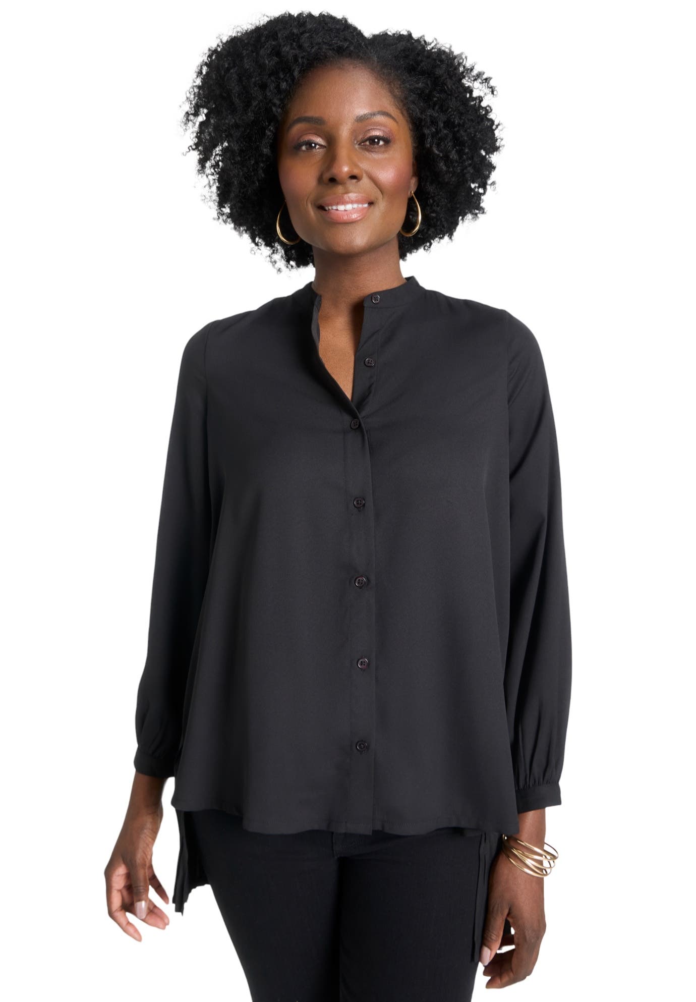 Jessica London Pleated Back Georgette Tunic | Nordstrom