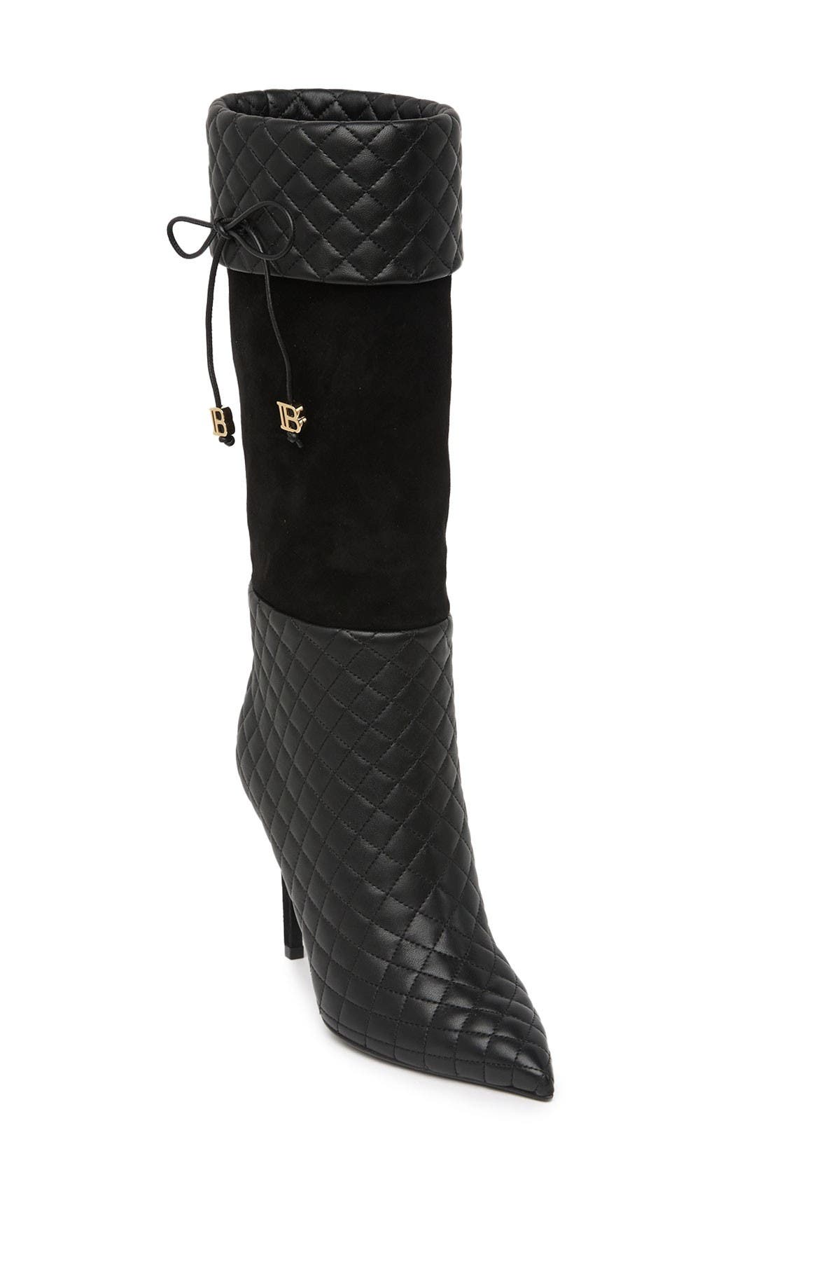 Balmain Pointed Toe Quilted Leather Calf Boot | Nordstromrack