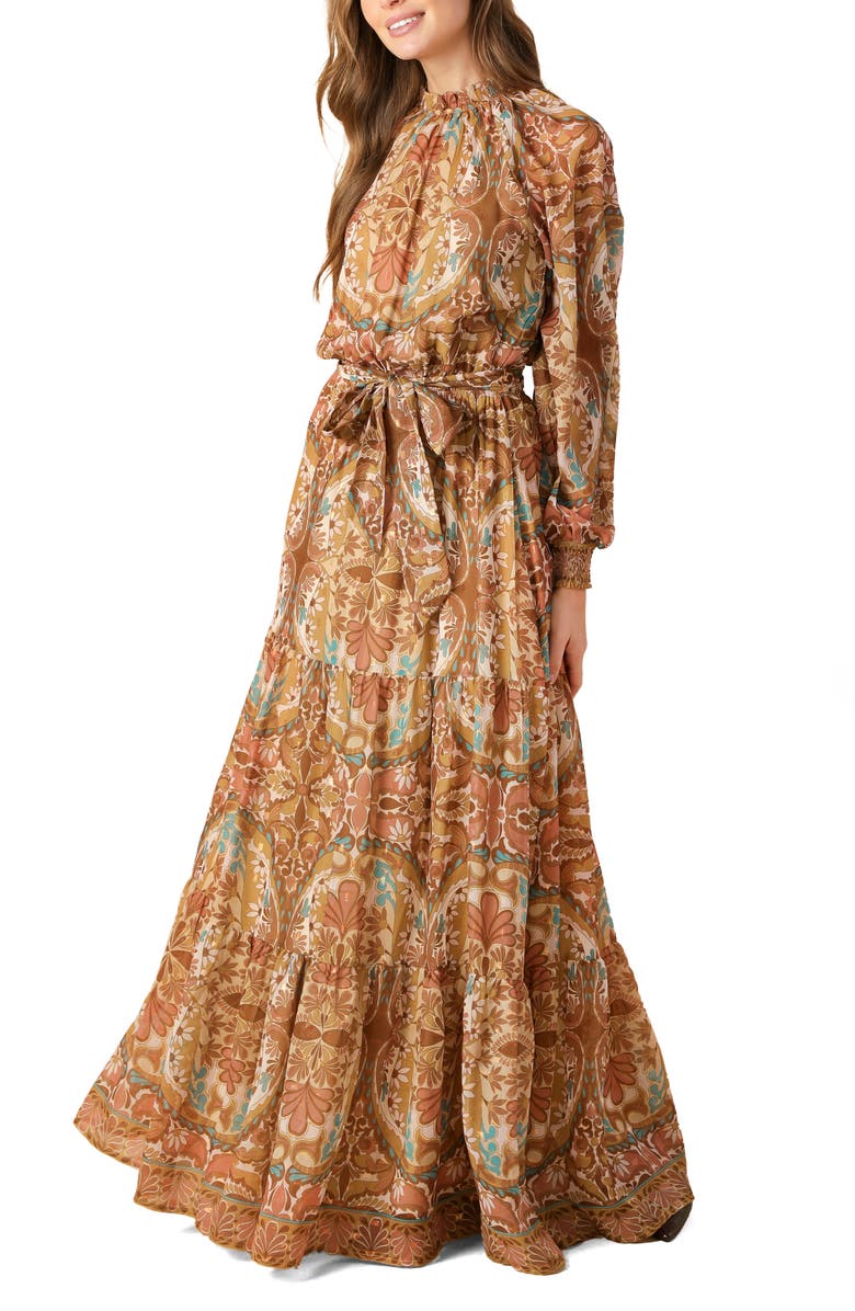 FLYING TOMATO Mock Neck Long Sleeve Maxi Dress | Nordstromrack