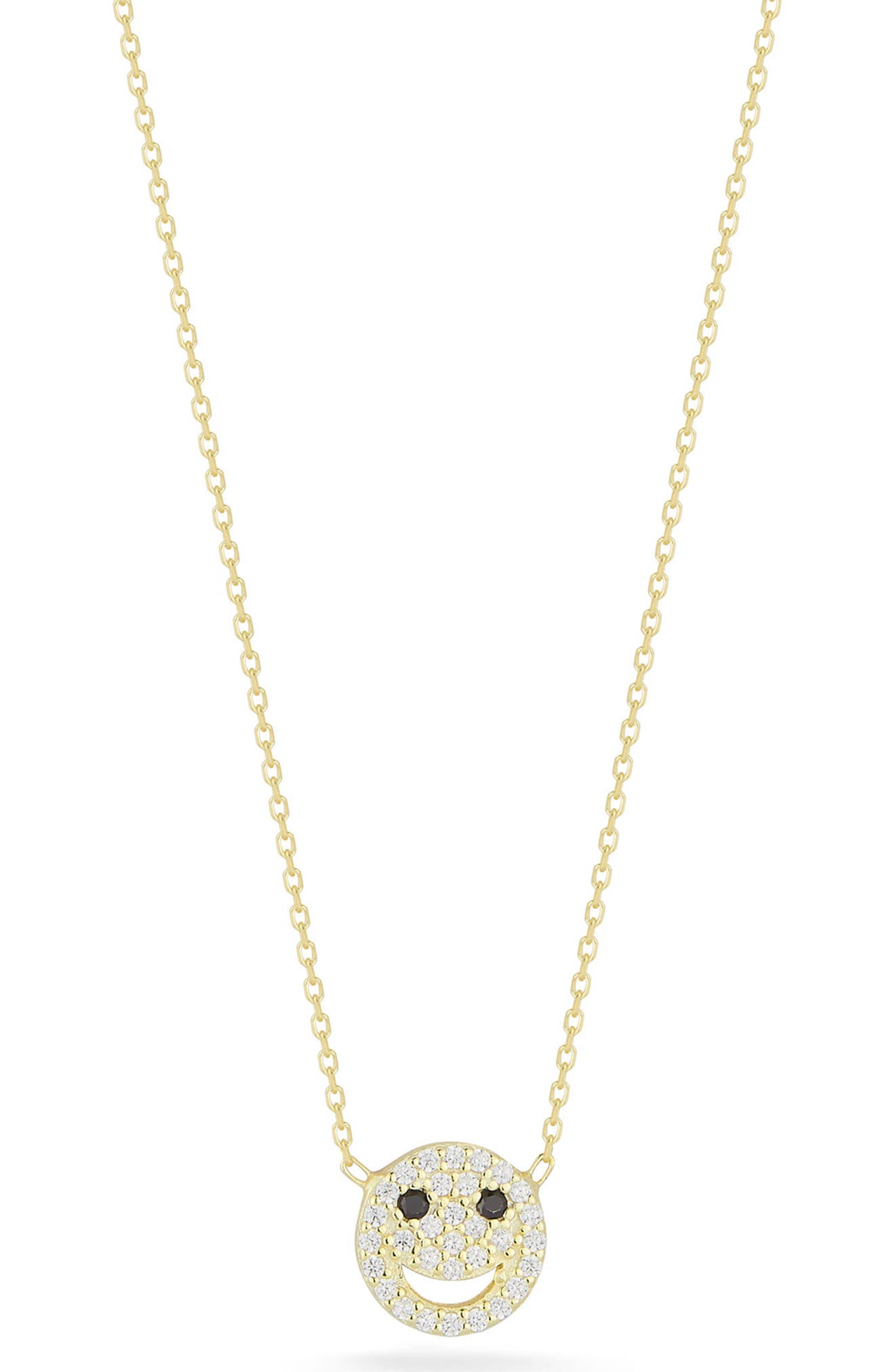 SPHERA MILANO 14K Yellow Gold Vermeil Pave CZ Smiley Face Pendant ...