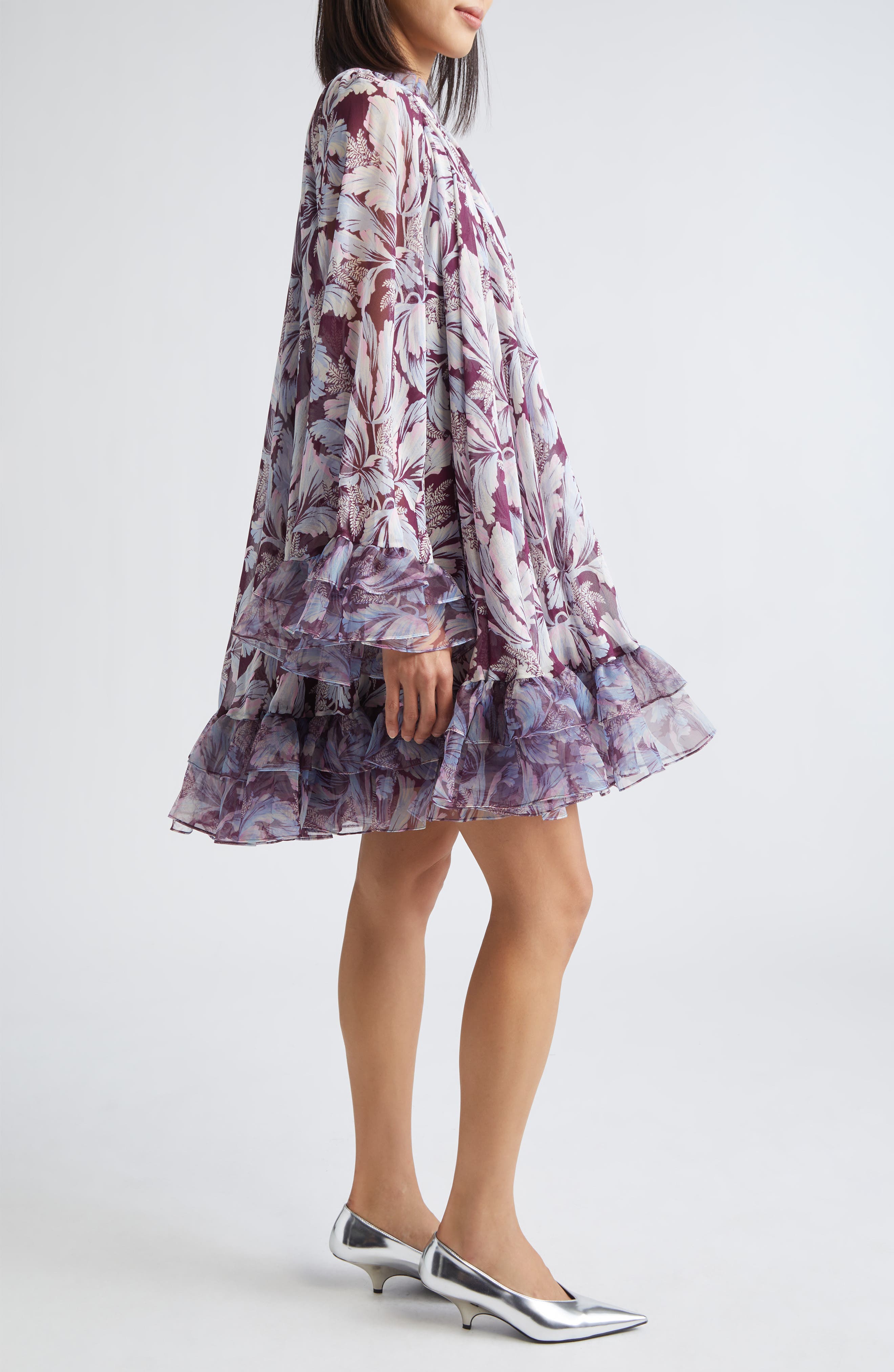 Cinq à Sept Clairette Tie Neck Long Sleeve Swing Dress | Nordstrom